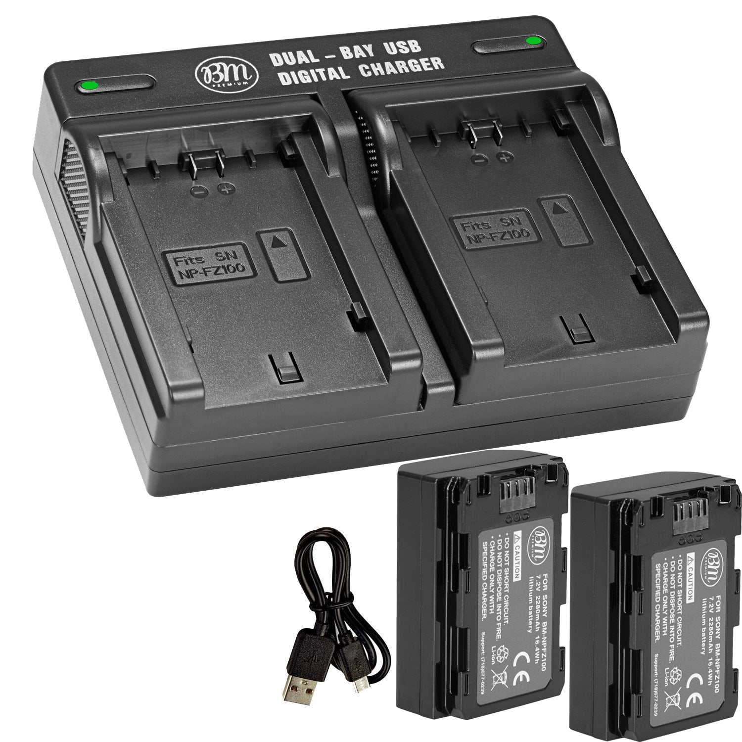 BM 2 NP-FZ100 Batteries and Dual Bay Charger for Sony a7S III, a6600 ...