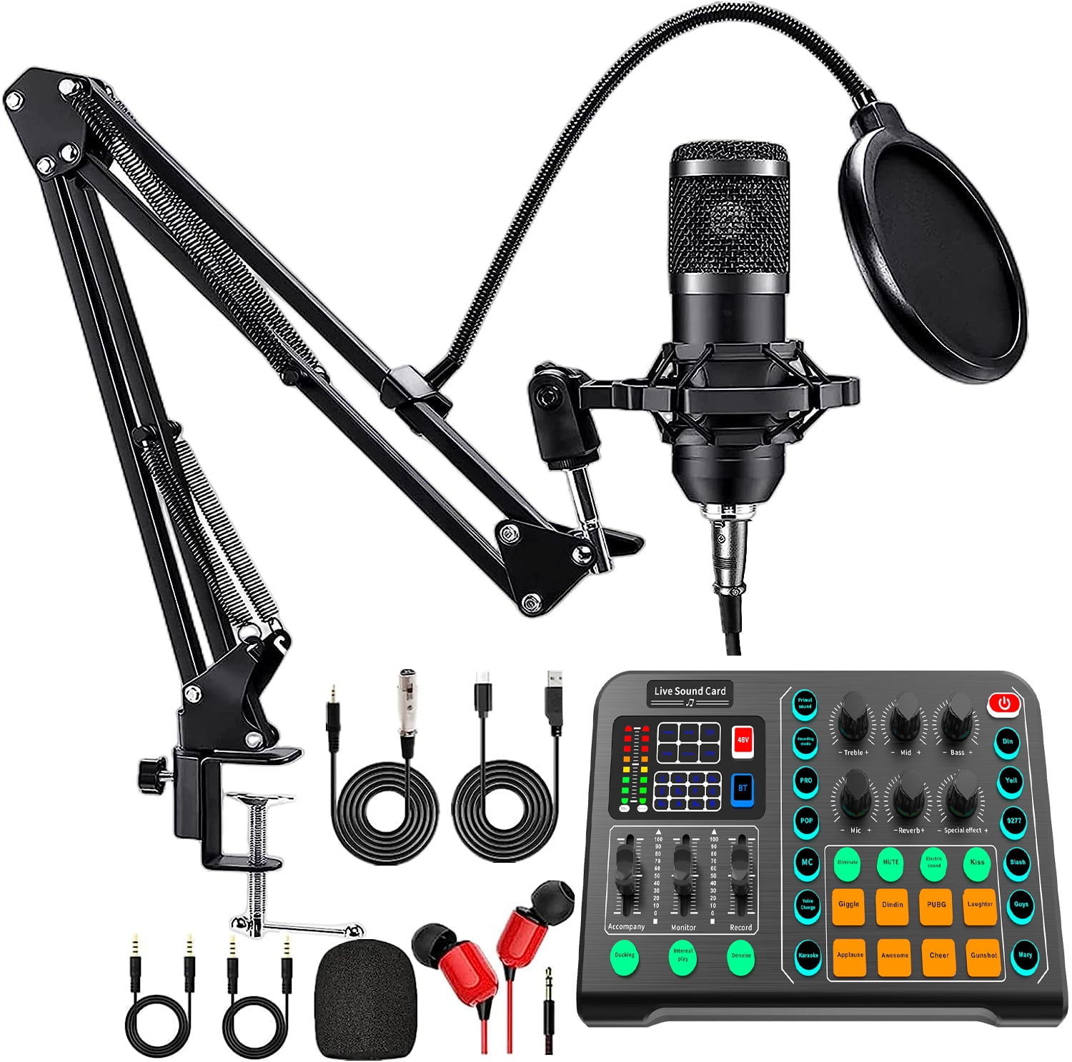 BM-800 Podcast Microphone Bundle with Boom Arm and Headphones, Podcast ...