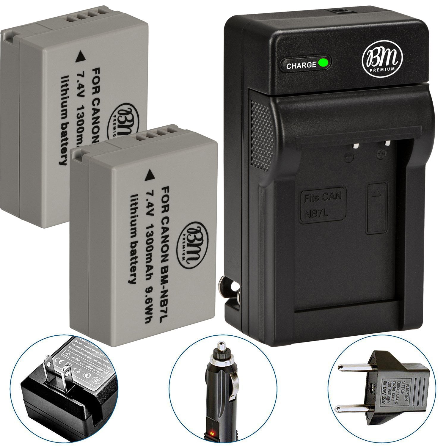 BM Premium 2-Pack NB-7L Batteries & Charger for Canon PowerShot G10 ...