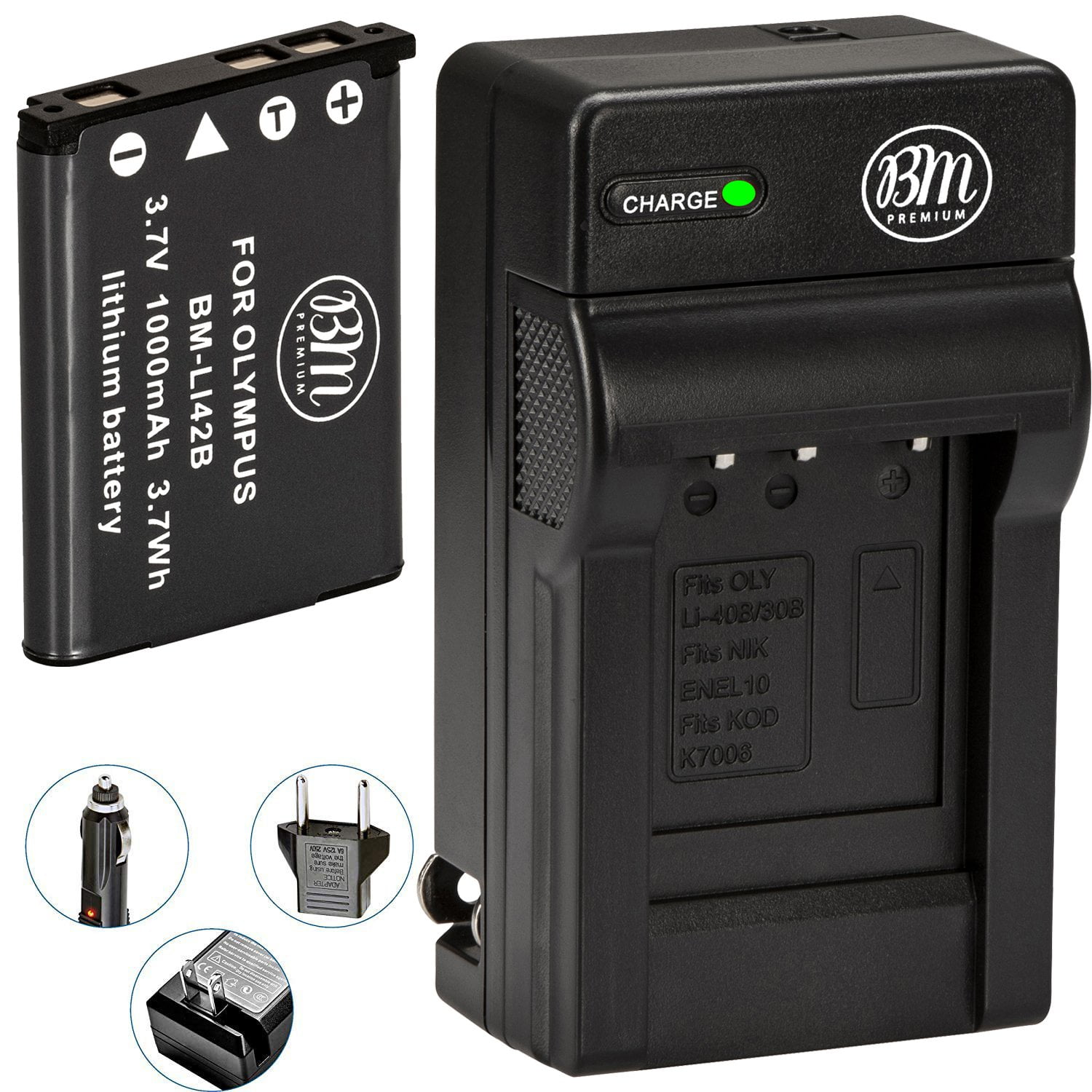 BM Premium LI-40B, LI-42B Battery and Battery Charger for Olympus ...