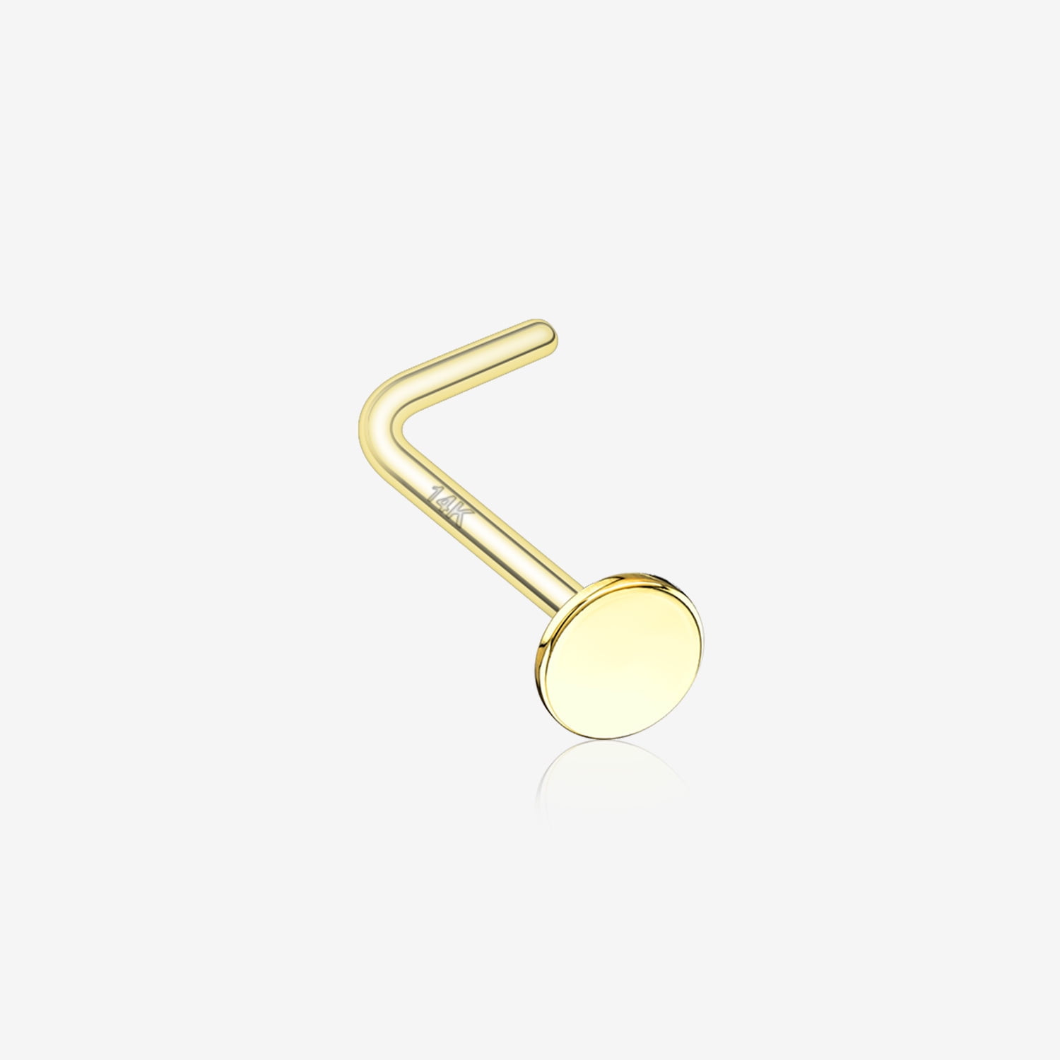BM25 14 Karat Gold Round Disc Top L-Shaped Nose Ring - Walmart.com