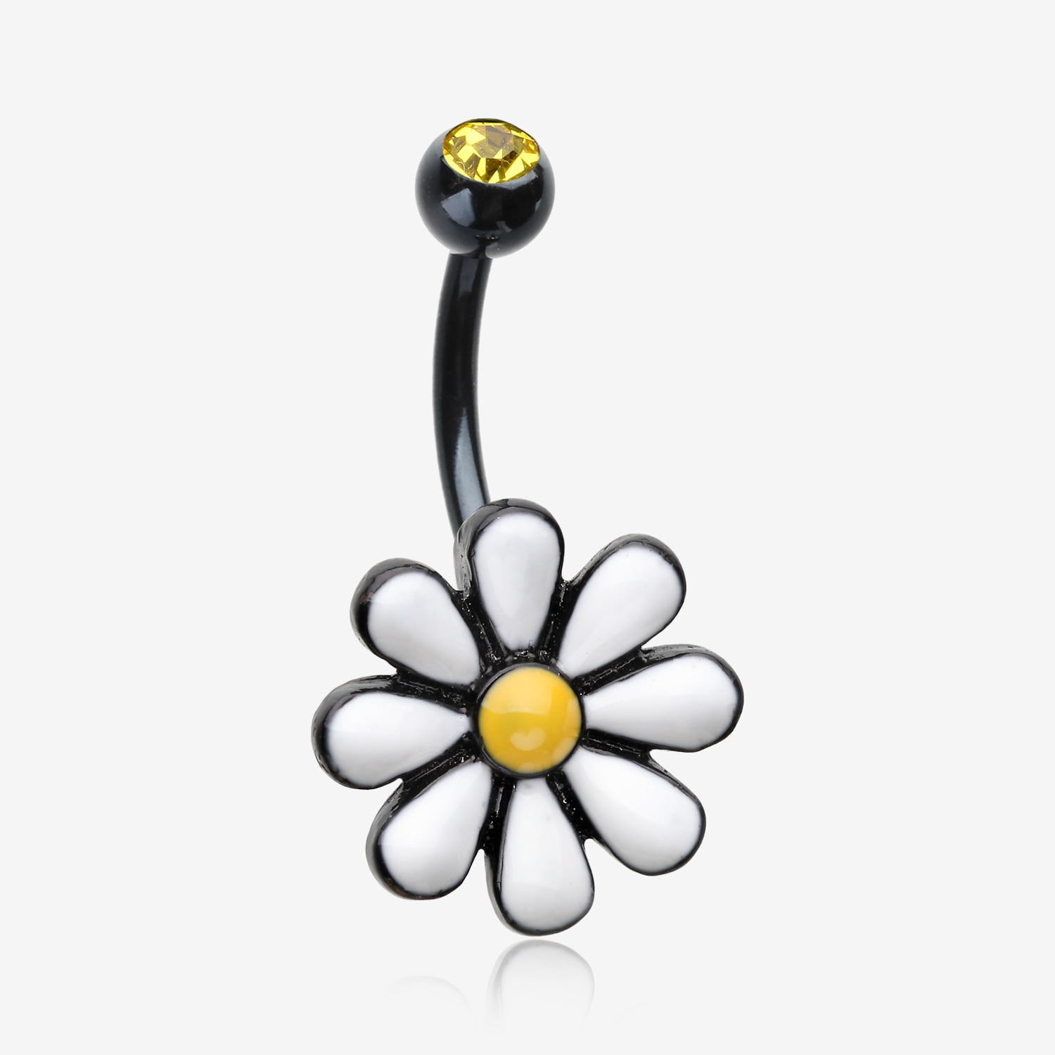 BM25 Blackline Adorable Spring Daisy Belly Button Ring-Black/Yellow ...