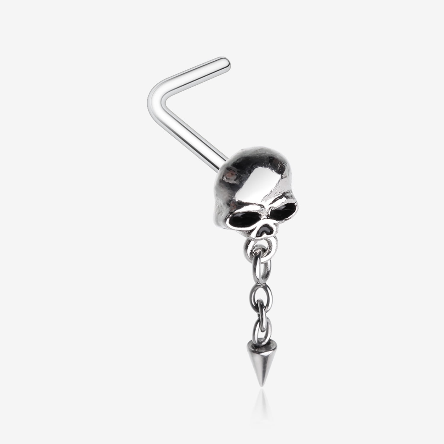 BM25 Death Skull Dangle Chained Spike L-Shaped Nose Ring - Walmart.com