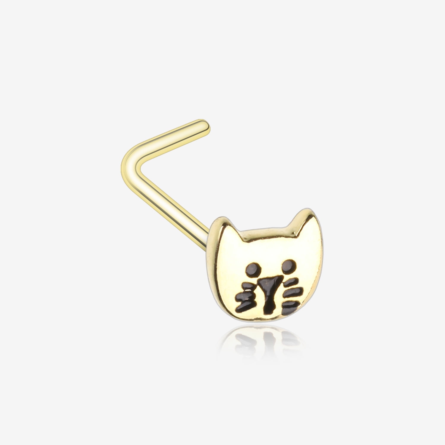 BM25 Golden Adorable Kitty Cat L-Shaped Nose Ring-Gold - Walmart.com
