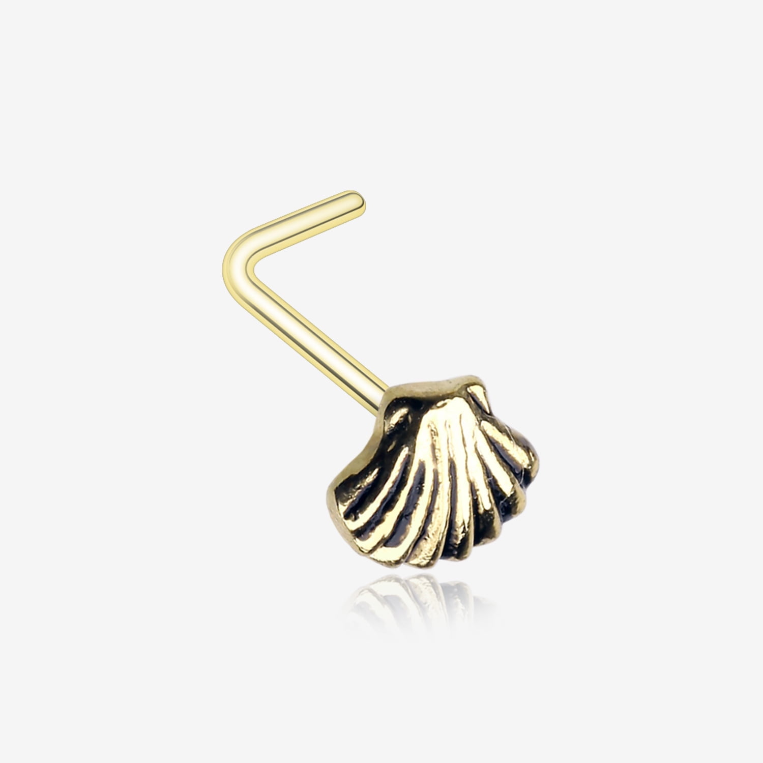 BM25 Golden Ariel's Shell Icon L-Shaped Nose Ring-Gold - Walmart.com
