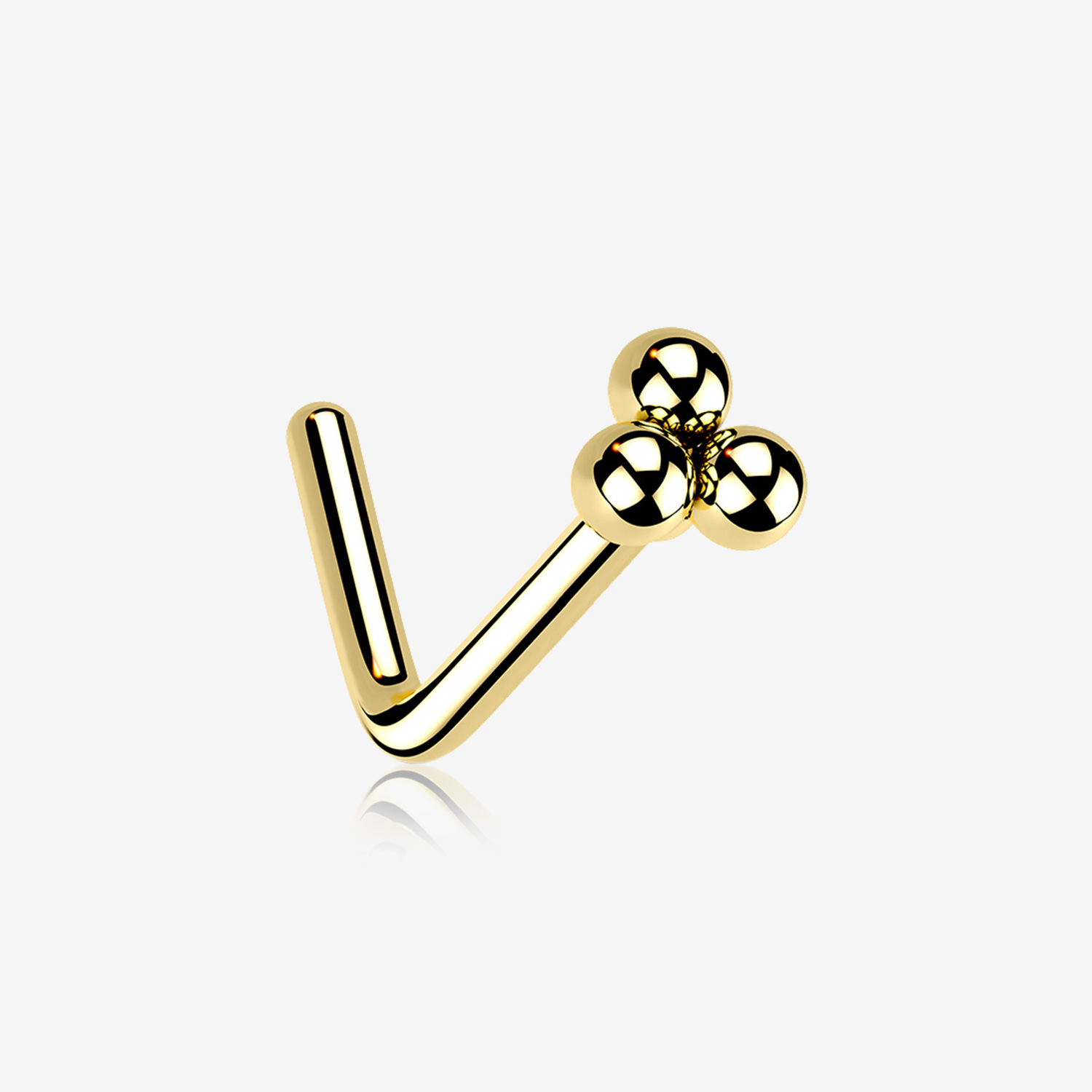 BM25 Golden Bali Beads Trinity Steel L-Shaped Nose Ring - Walmart.com