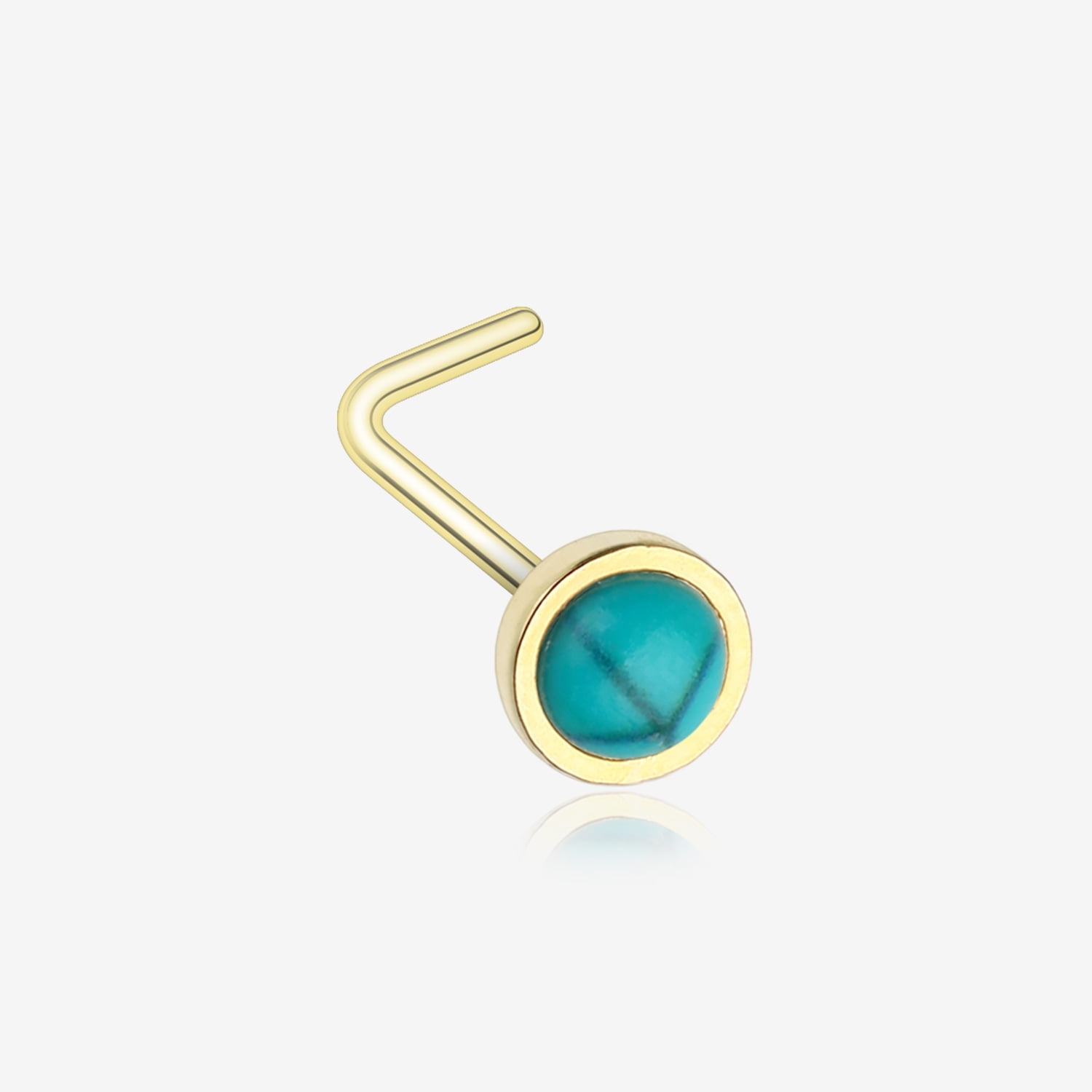 BM25 Golden Bezel Set Turquoise Stone L-Shaped Nose Ring-Turquoise ...