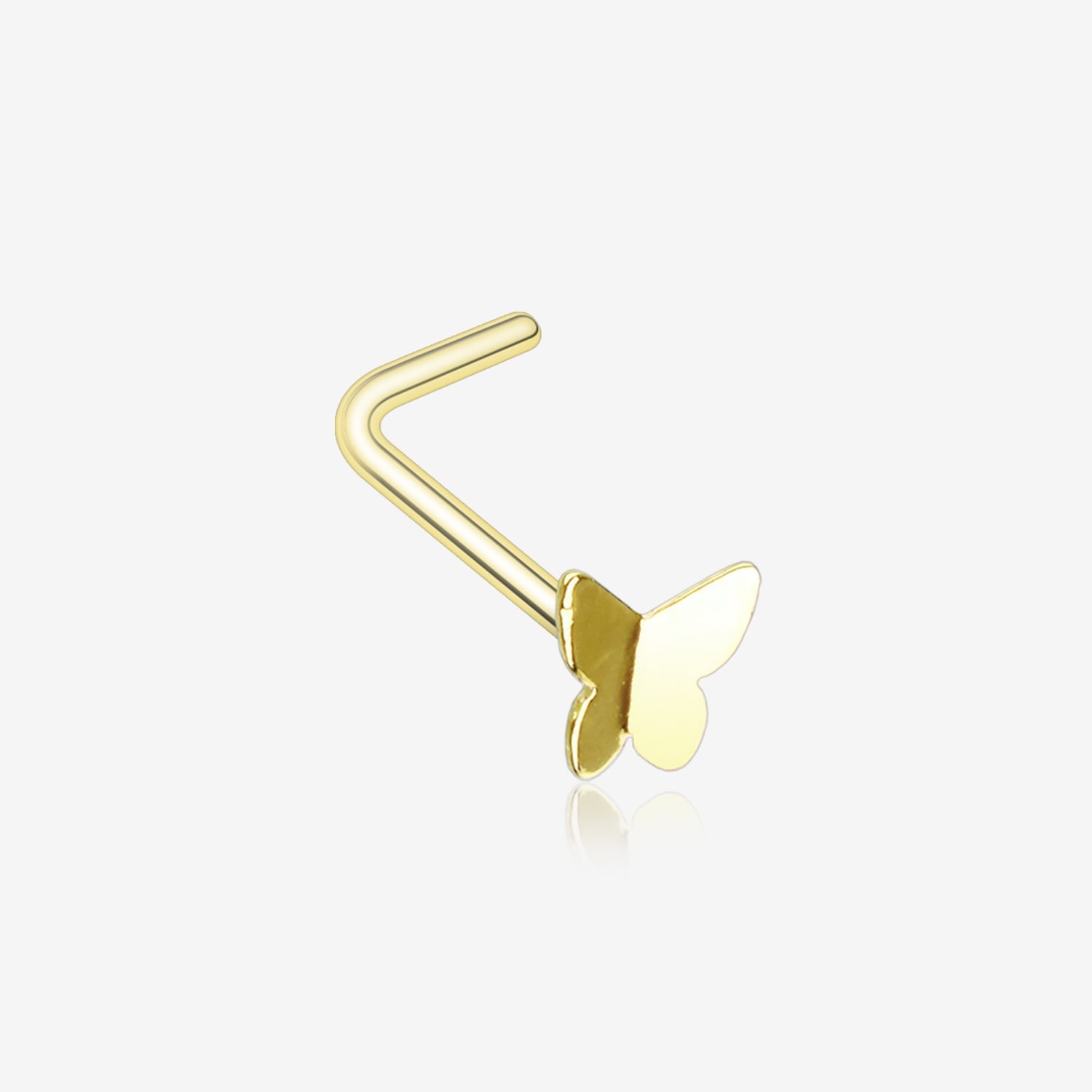 BM25 Golden Dainty Butterfly Icon L-Shaped Nose Ring-Gold - Walmart.com