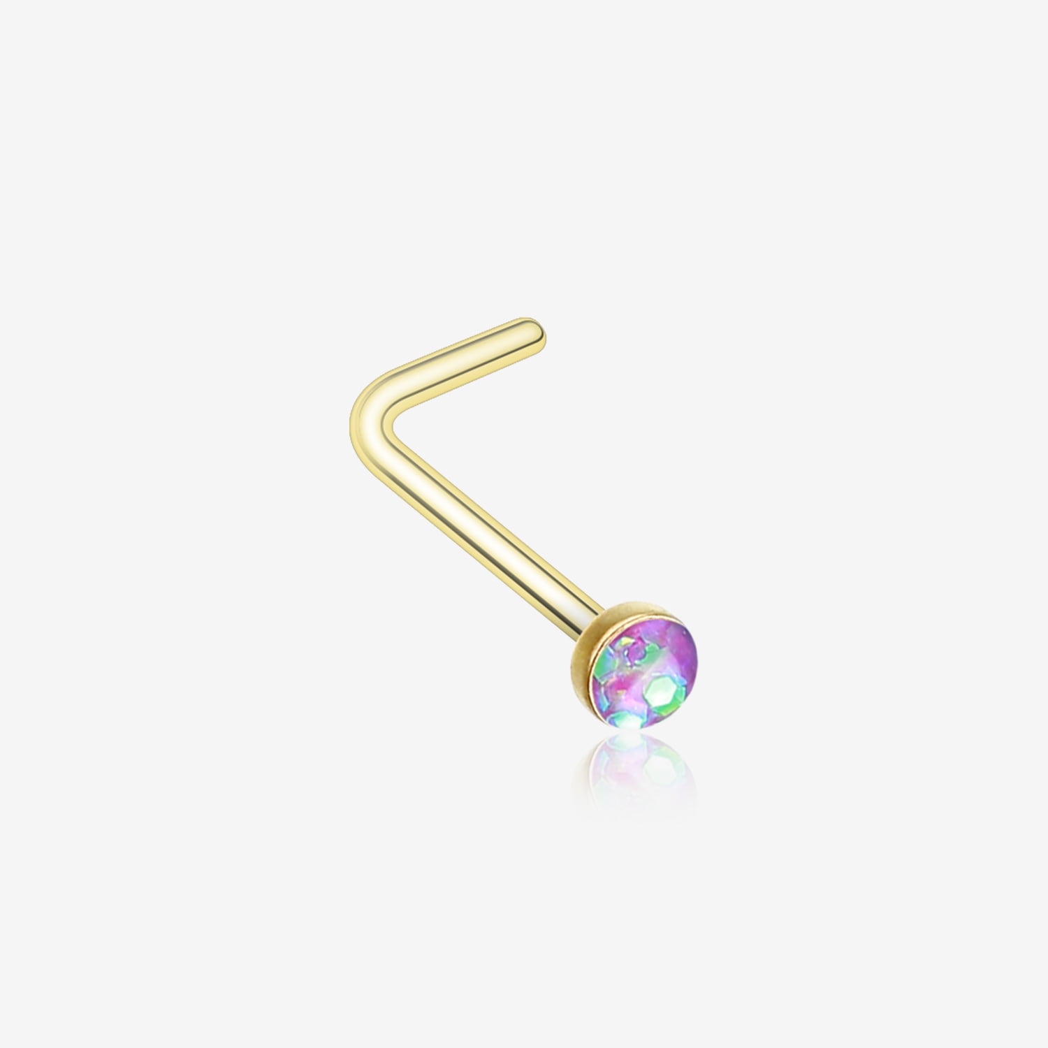 BM25 Golden Opal Sparkle L-Shaped Nose Ring-Purple - Walmart.com
