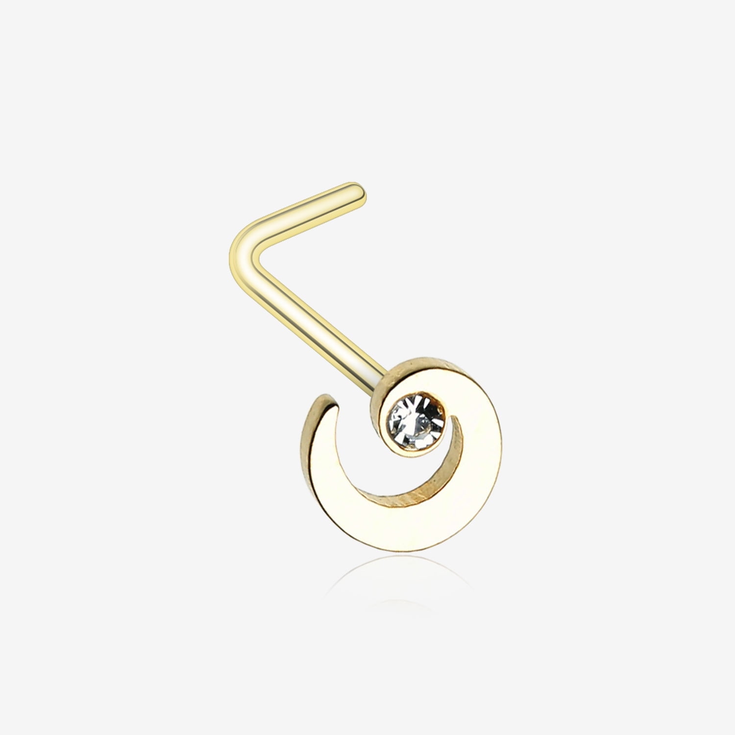 BM25 Golden Spiral Swirl Sparkle L-Shaped Nose Ring-Clear Gem - Walmart.com
