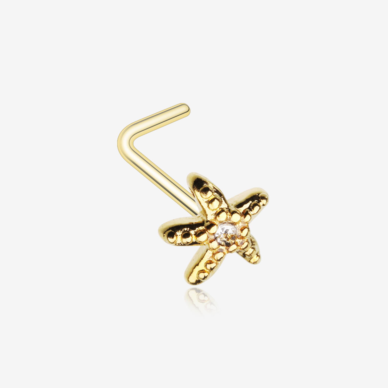 BM25 Golden Starfish Sparkle L-Shaped Nose Ring-Clear Gem - Walmart.com