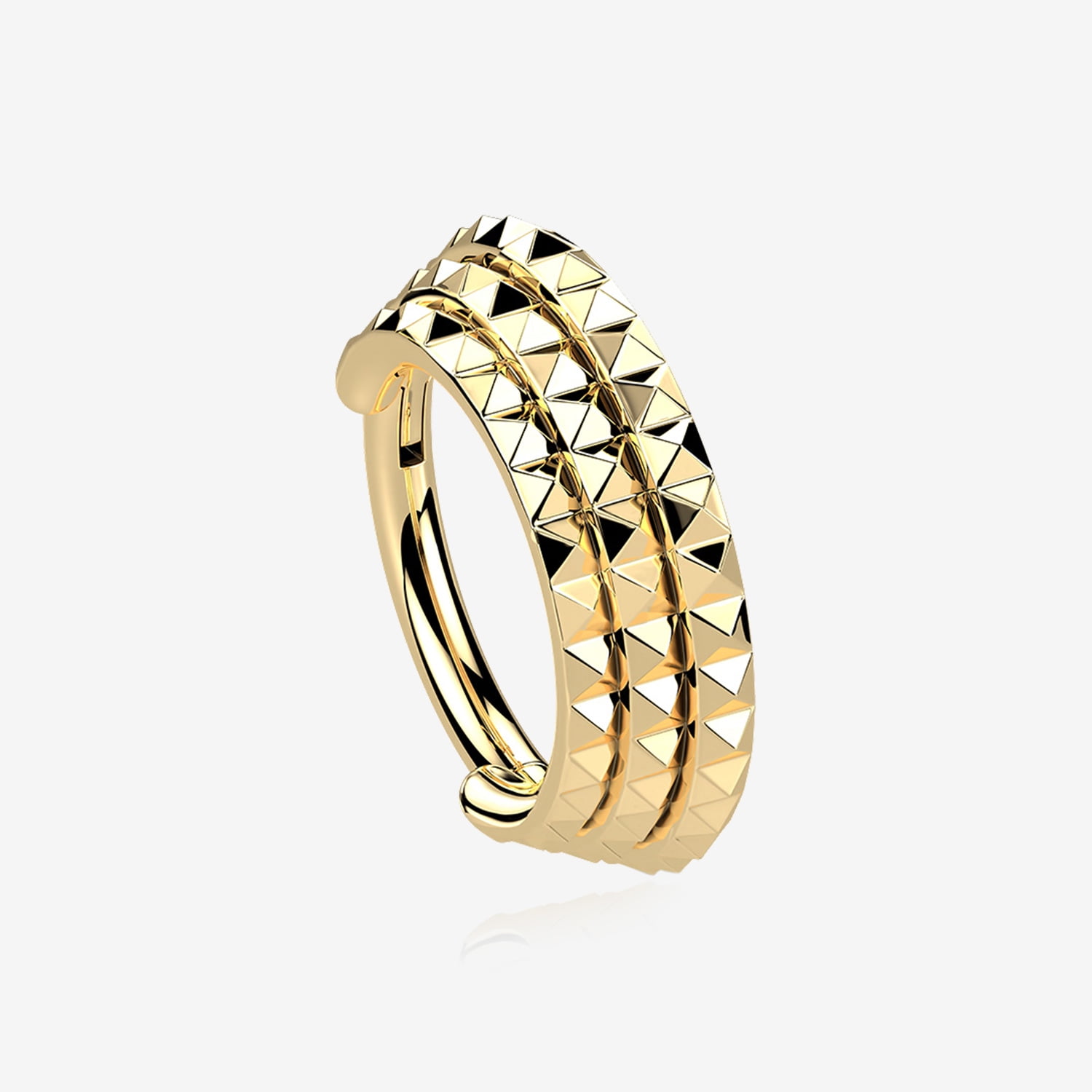 BM25 Golden Triple Stacked Pyramid Studded Geometric Seamless Clicker ...