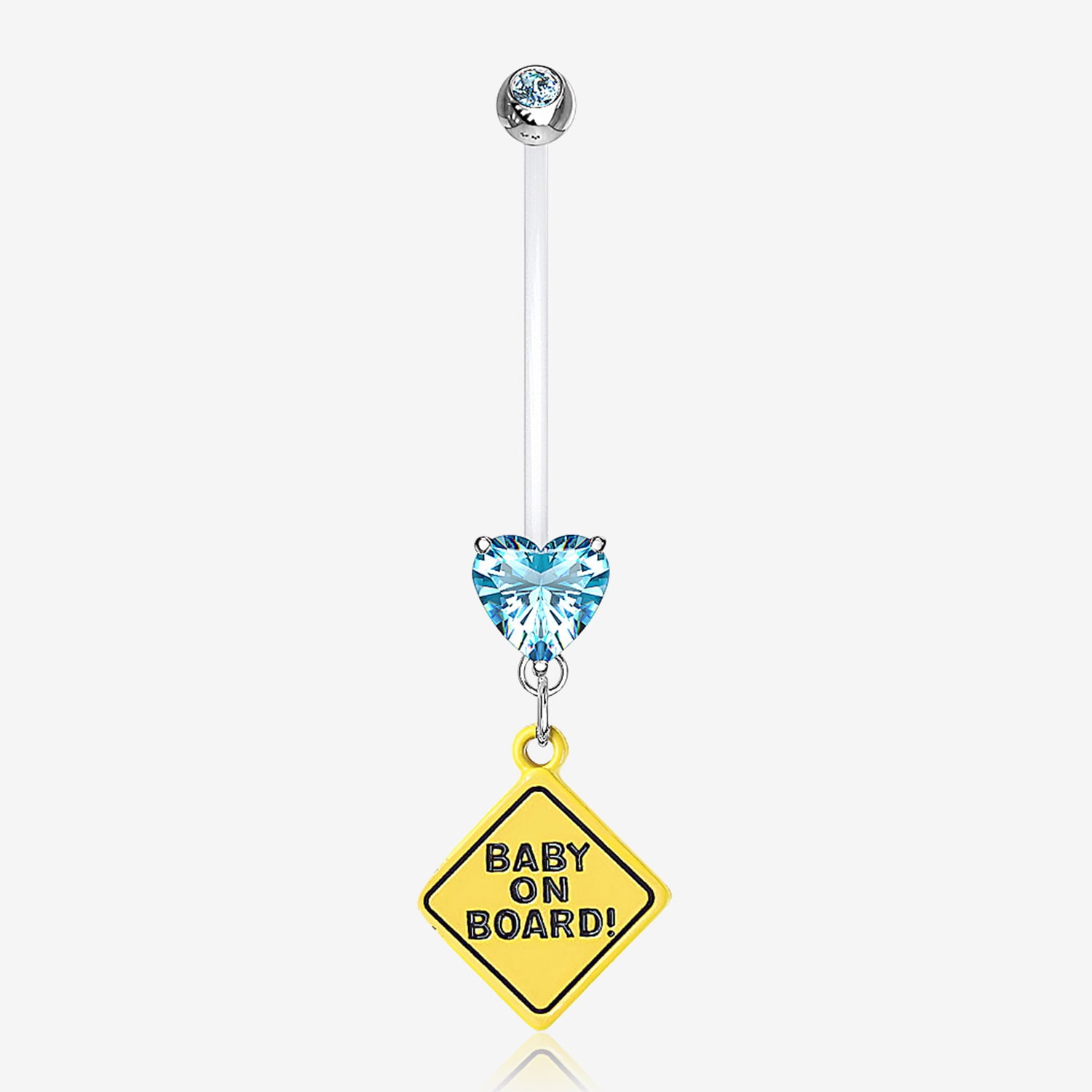 BM25 Heart Gem Sparkle Baby On Board Dangle Bio-Flex Pregnancy Belly ...