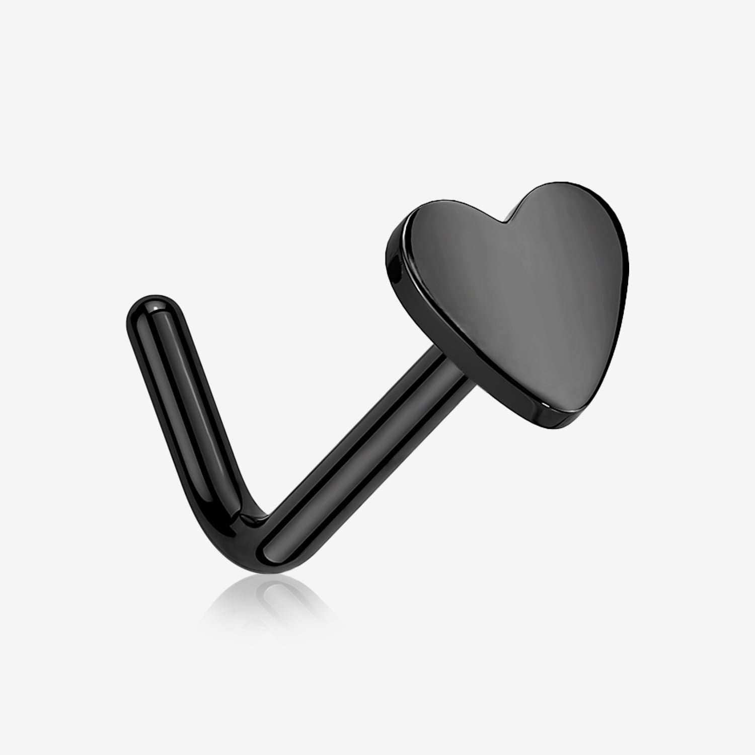 BM25 Implant Grade Titanium Blackline Heart Icon L-Shaped Nose Ring ...