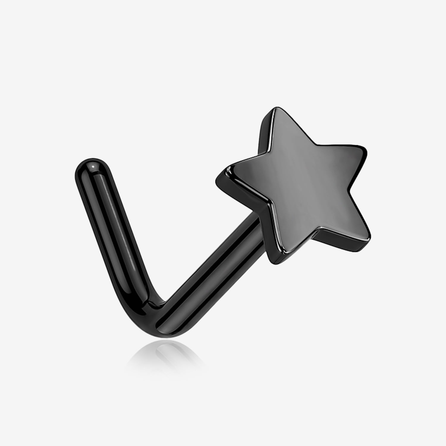 BM25 Implant Grade Titanium Blackline Star Icon L-Shaped Nose Ring ...
