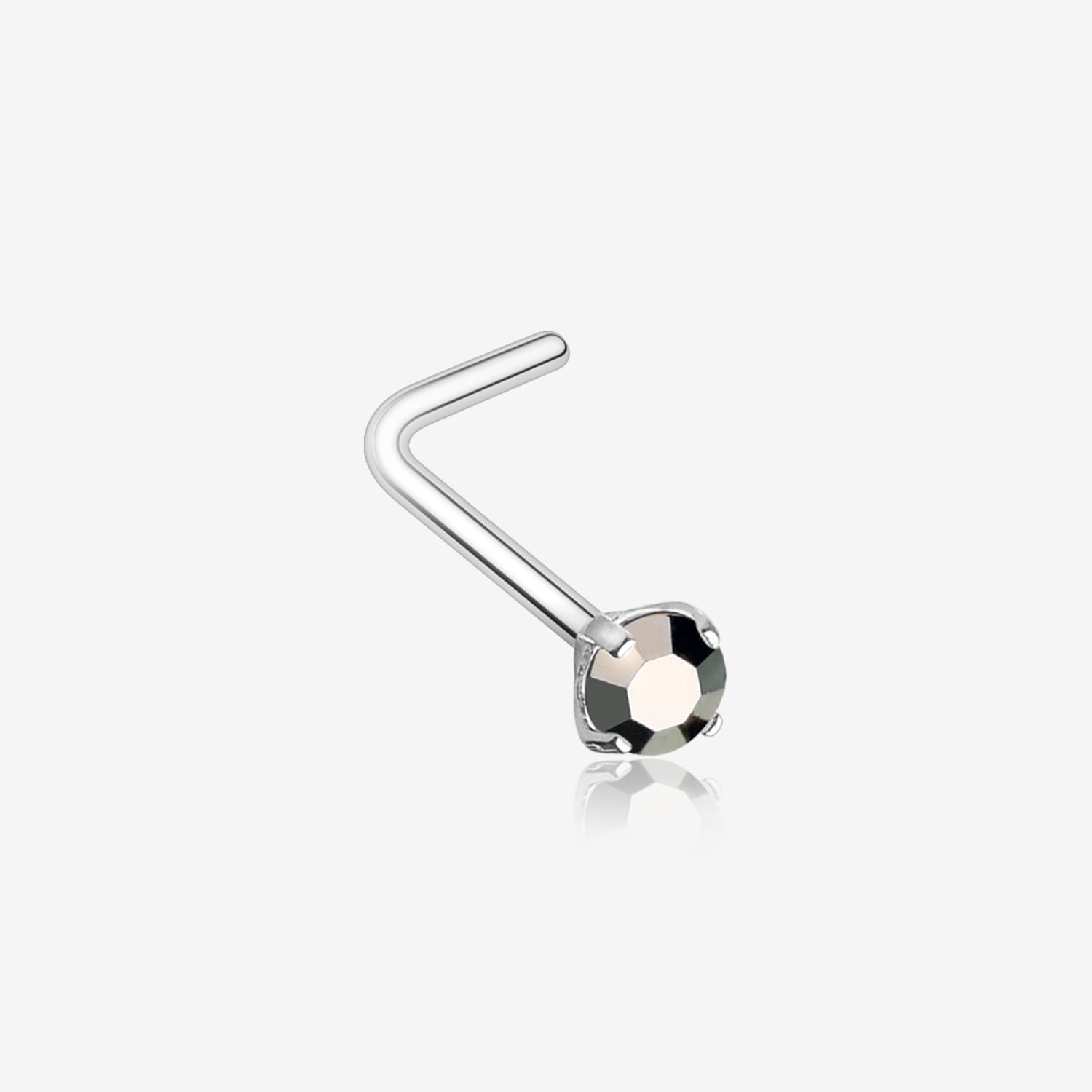 BM25 Iridescent Sparkle Gem Prong Set L-Shaped Nose Ring-Crystal Dorado ...