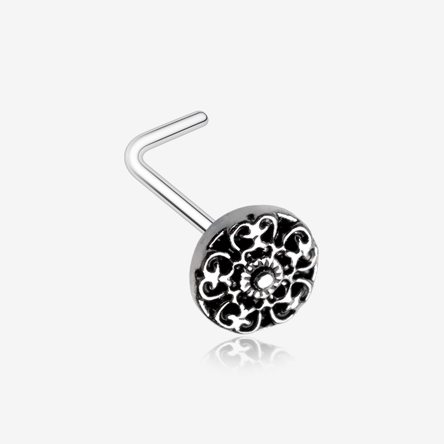 BM25 Kali Ornate Filigree Icon L-Shaped Nose Ring-Steel - Walmart.com