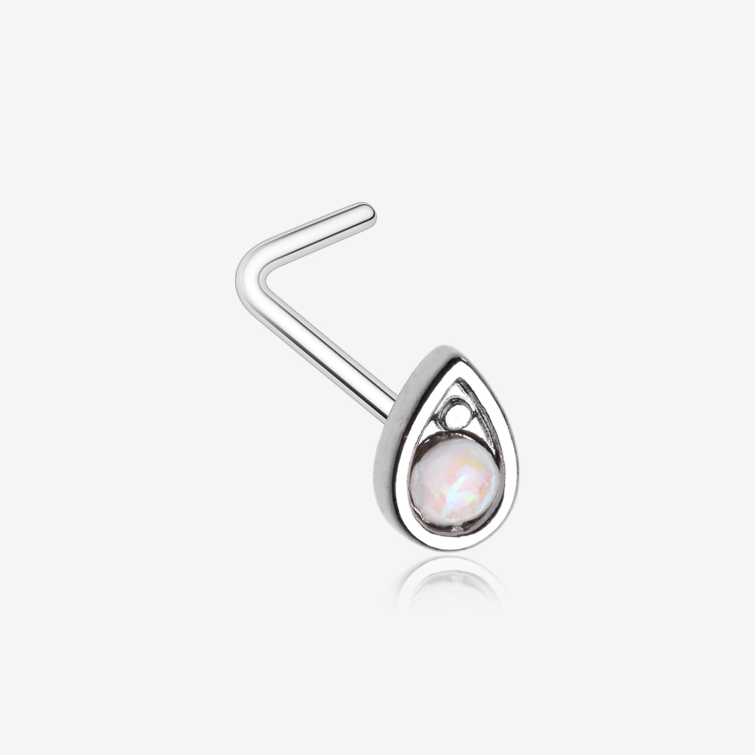 BM25 Opalescent Teardrop Sparkle L-Shaped Nose Ring-White - Walmart.com