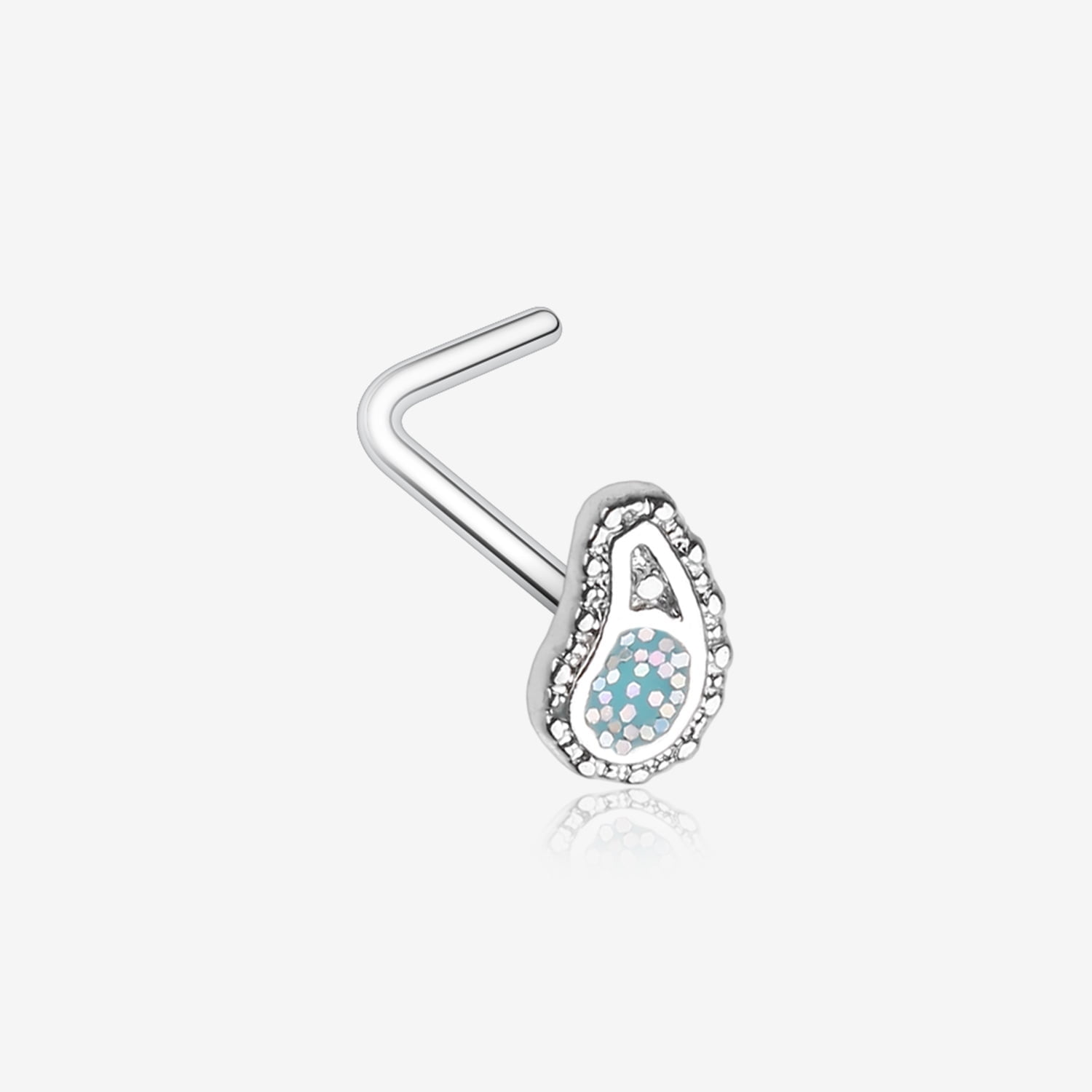 BM25 Paisley Mandala Sparkle L-Shaped Nose Ring-Teal - Walmart.com