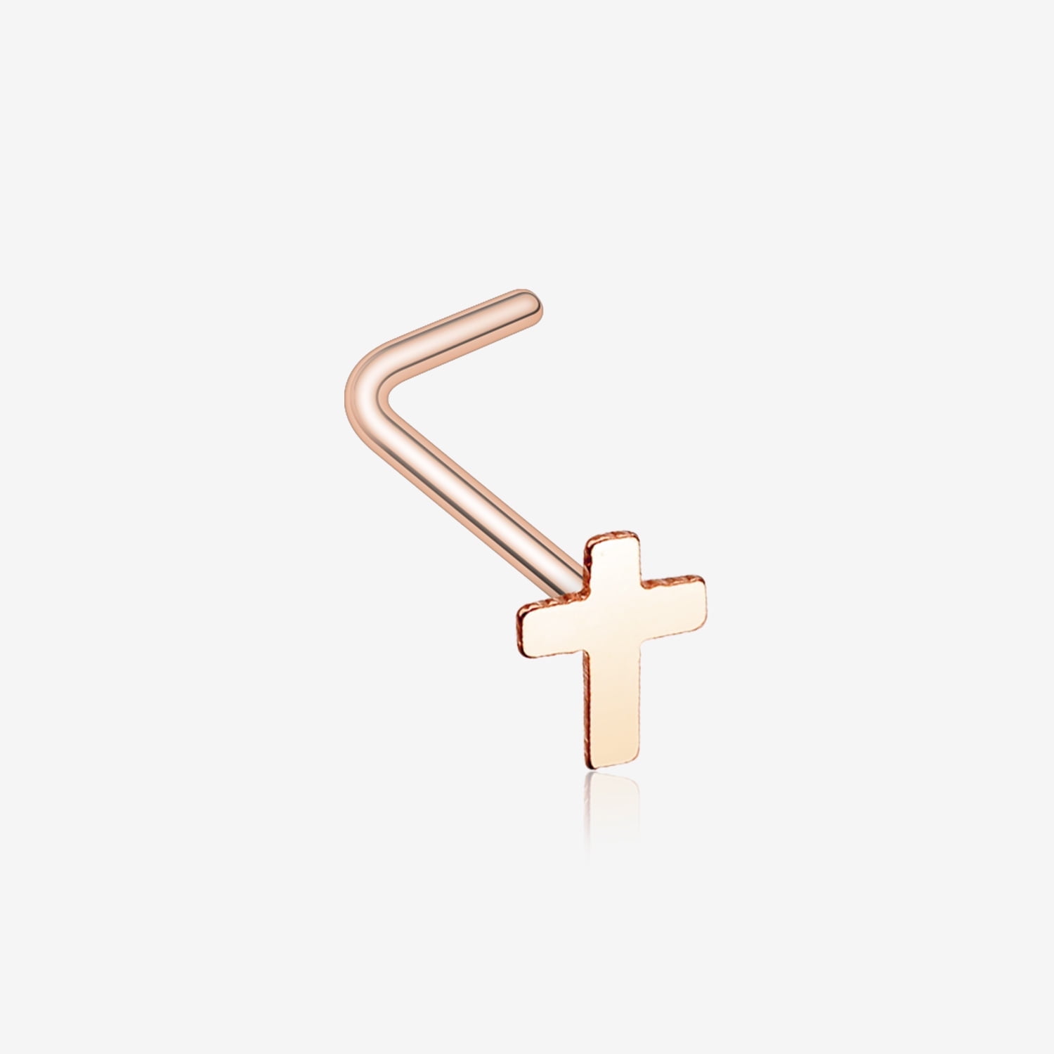 BM25 Rose Gold Dainty Cross Icon L-Shaped Nose Ring-Rose Gold - Walmart.com