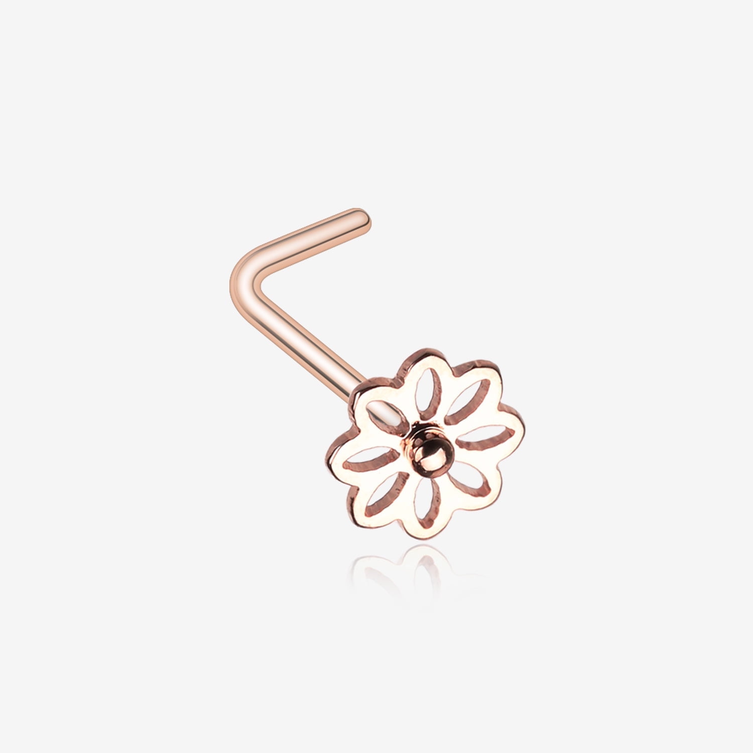 BM25 Rose Gold Daisy Breeze Flower L-Shaped Nose Ring-Rose Gold ...