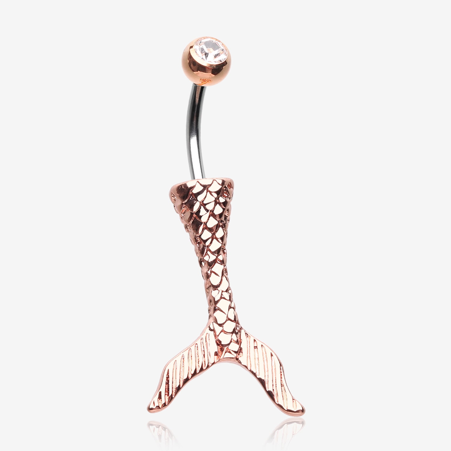BM25 Rose Gold Mystic Mermaid Tail Belly Button Ring - Walmart.com