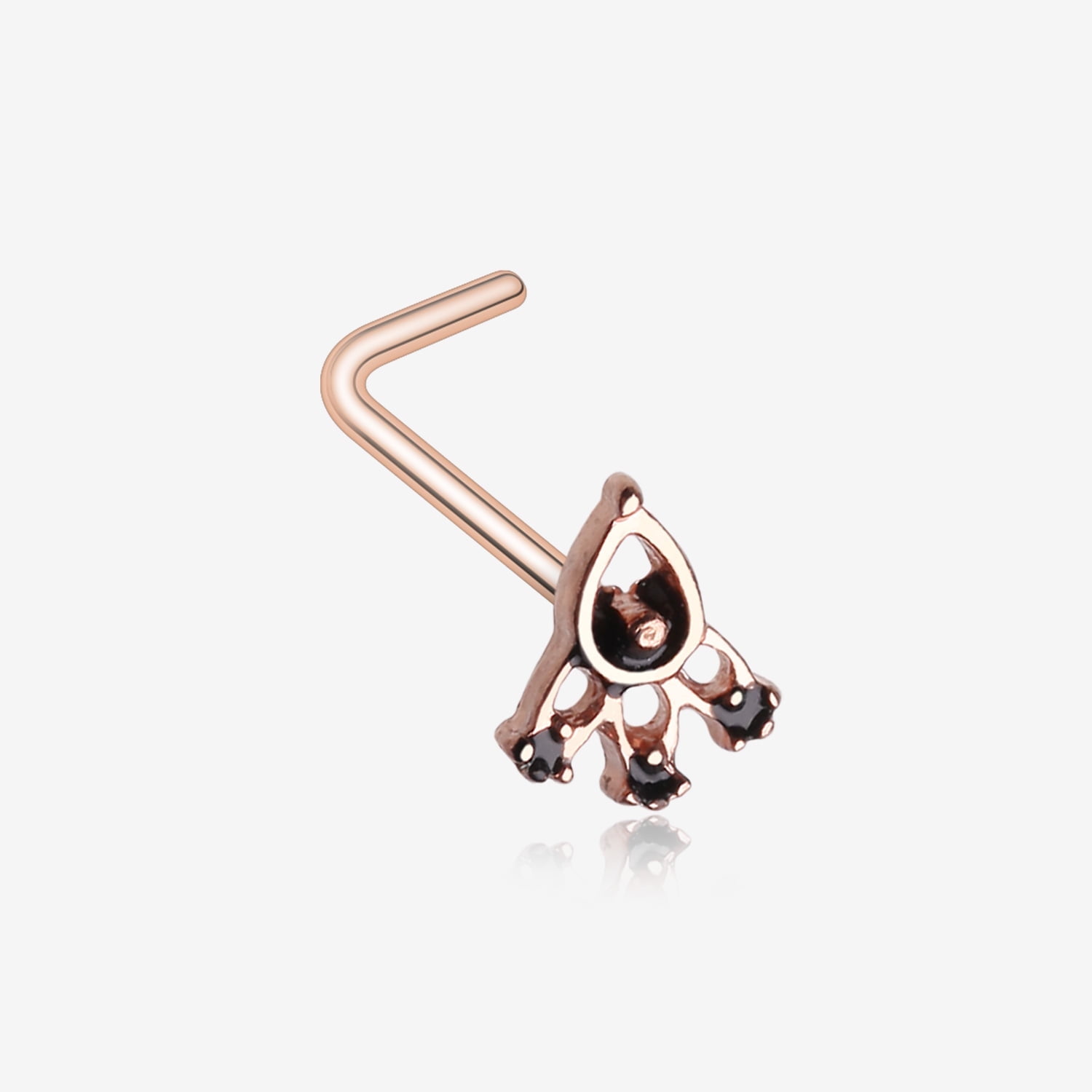 BM25 Rose Gold Victoria Trident Icon L-Shaped Nose Ring-Rose Gold ...