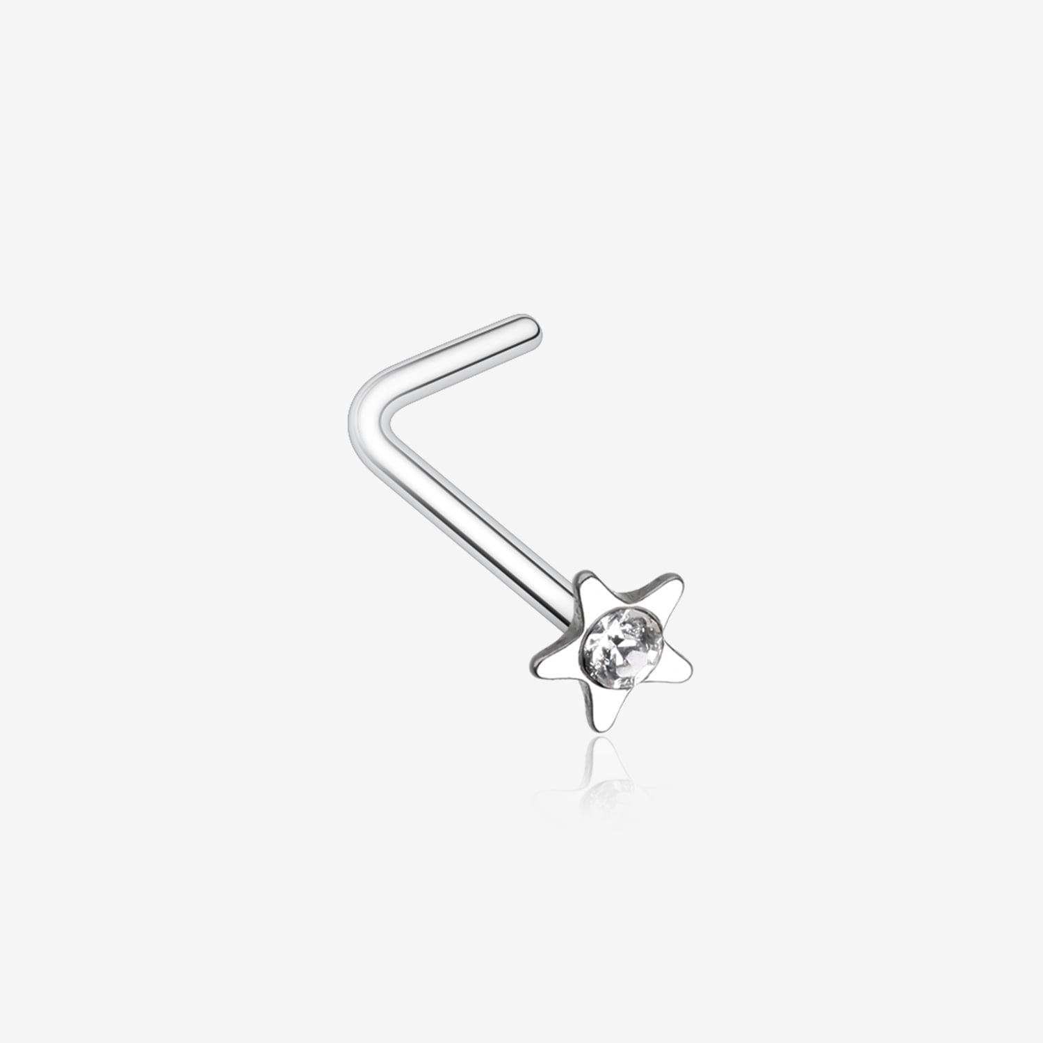 BM25 Star Icon Sparkle L-Shaped Nose Ring-Clear Gem - Walmart.com