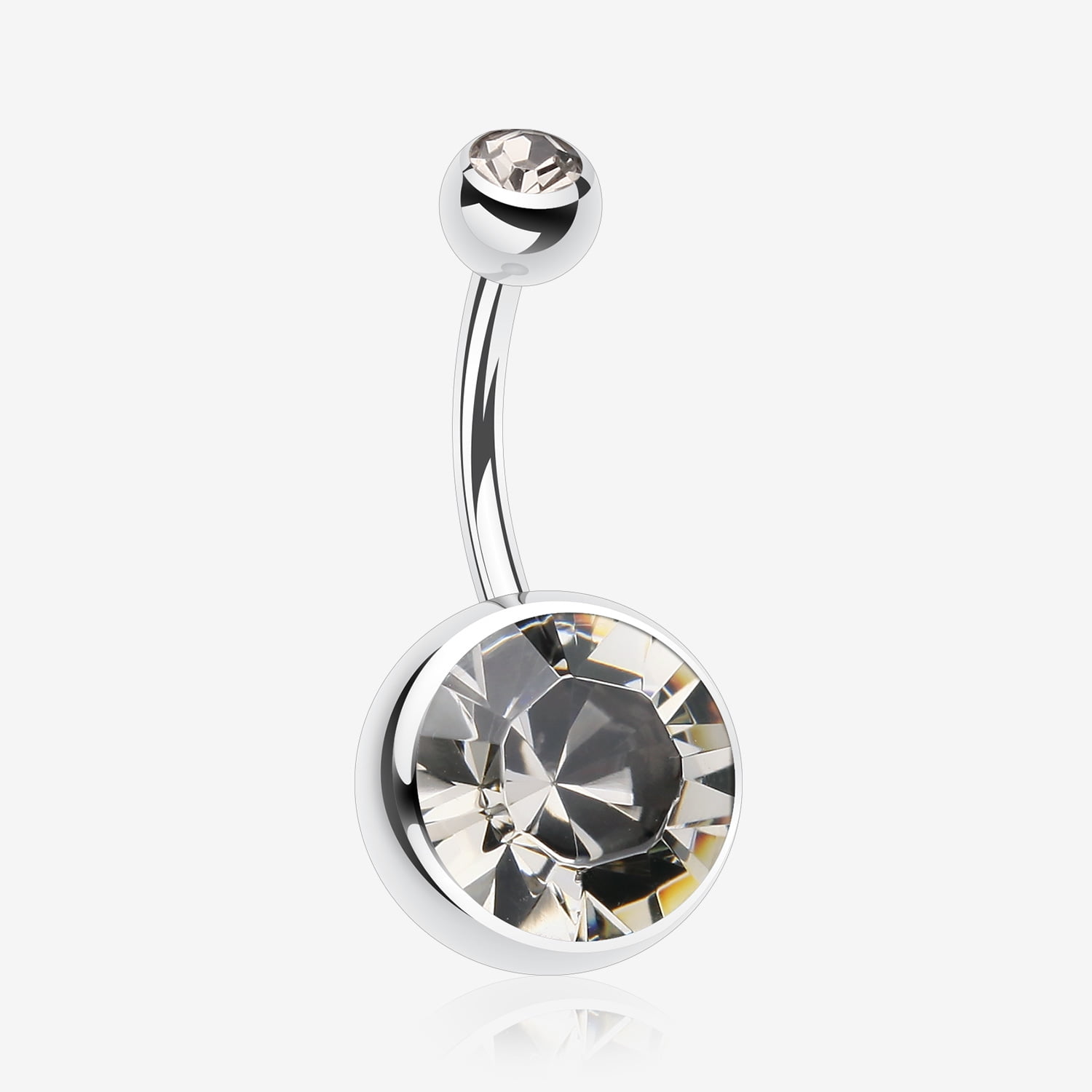 BM25 The Giant Sparkle Gem Ball Belly Button Ring-Black Diamond ...
