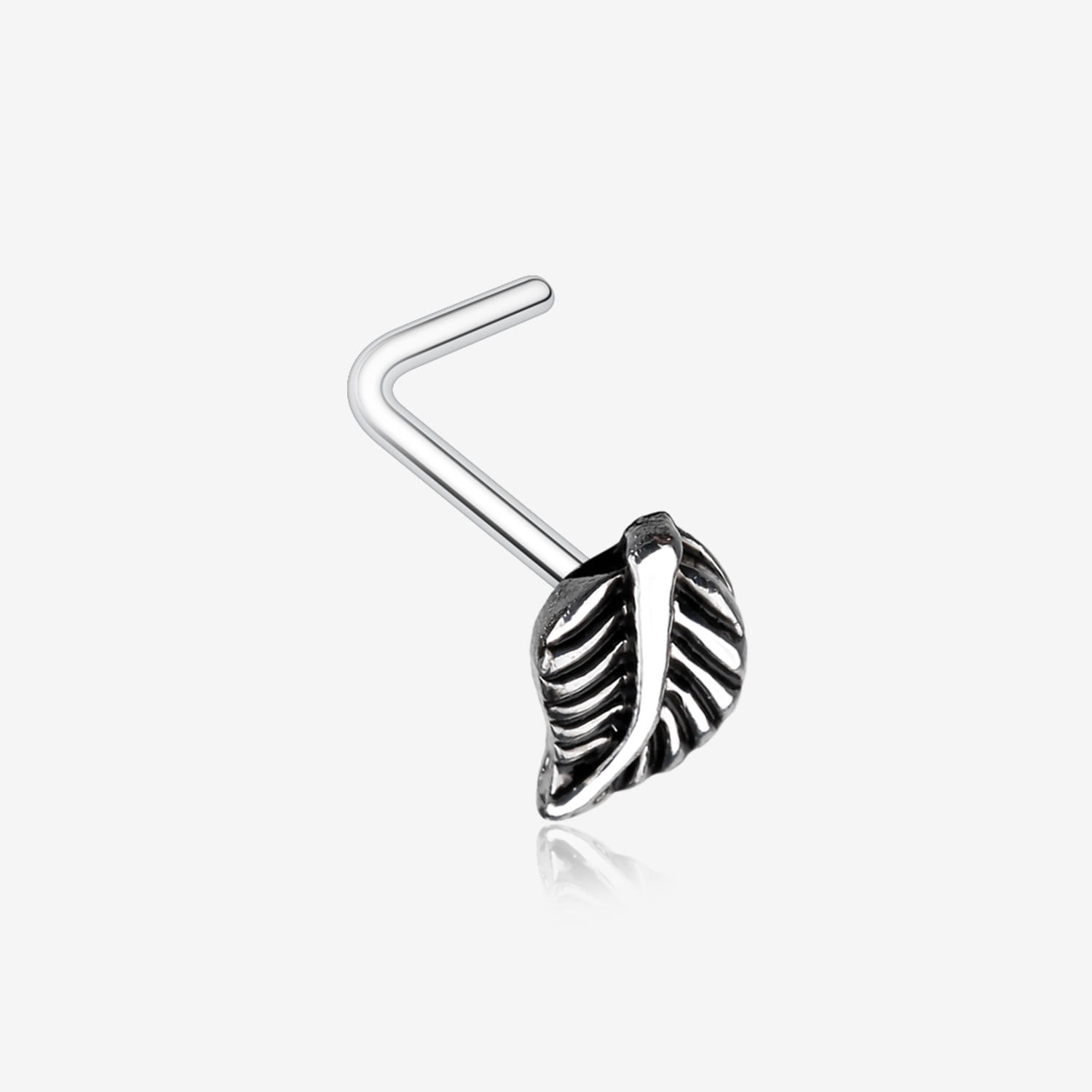 BM25 Vintage Leaf Icon L-Shaped Nose Ring-Steel - Walmart.com