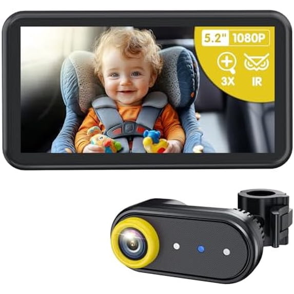BM2A Camera, Night Vision & 5.2" 1080P Display for Rear-Facing Seats ...