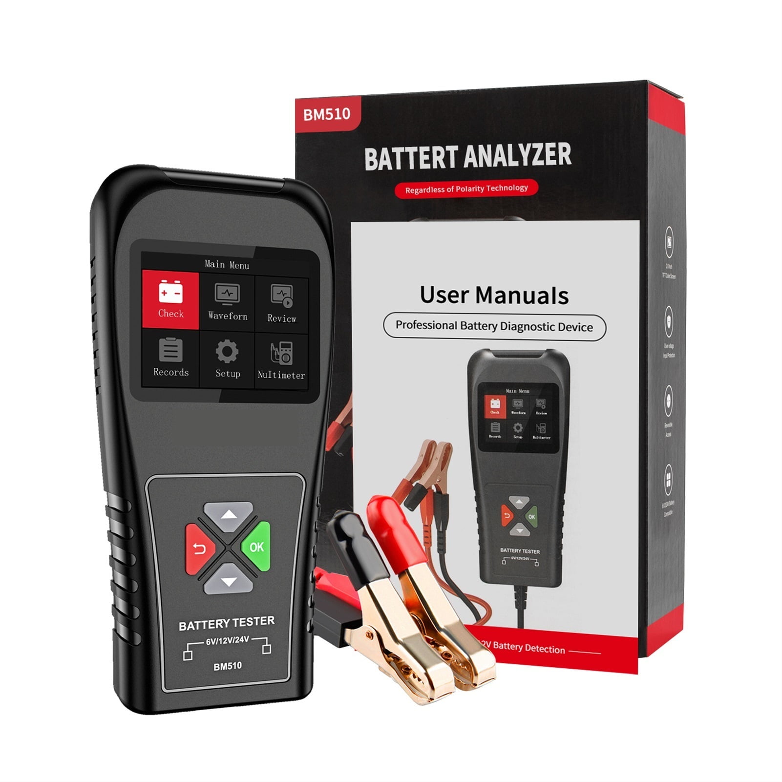 BM510 Motorcycle Car Truck Battery Tester 6V 12V 24V Battery Analyzer ...