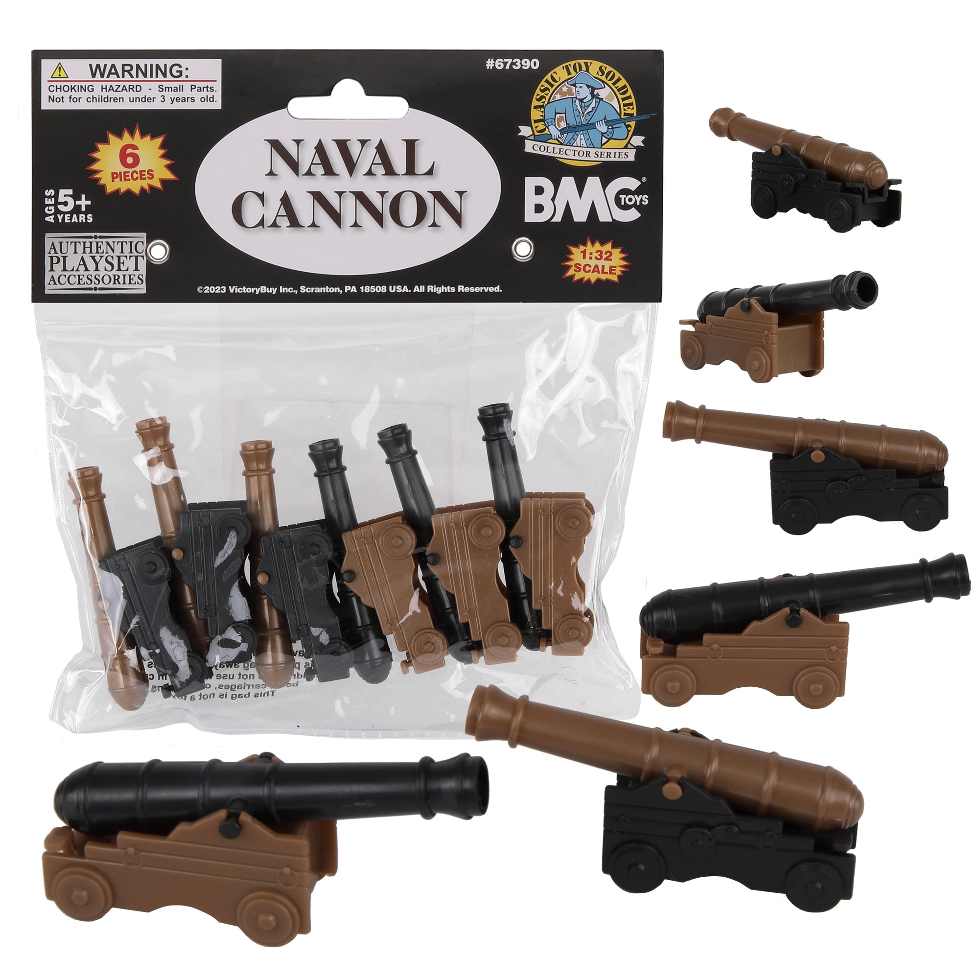BMC CTS Naval Cannon Artillery - 6pc Black & Bronze Plastic Army Men ...