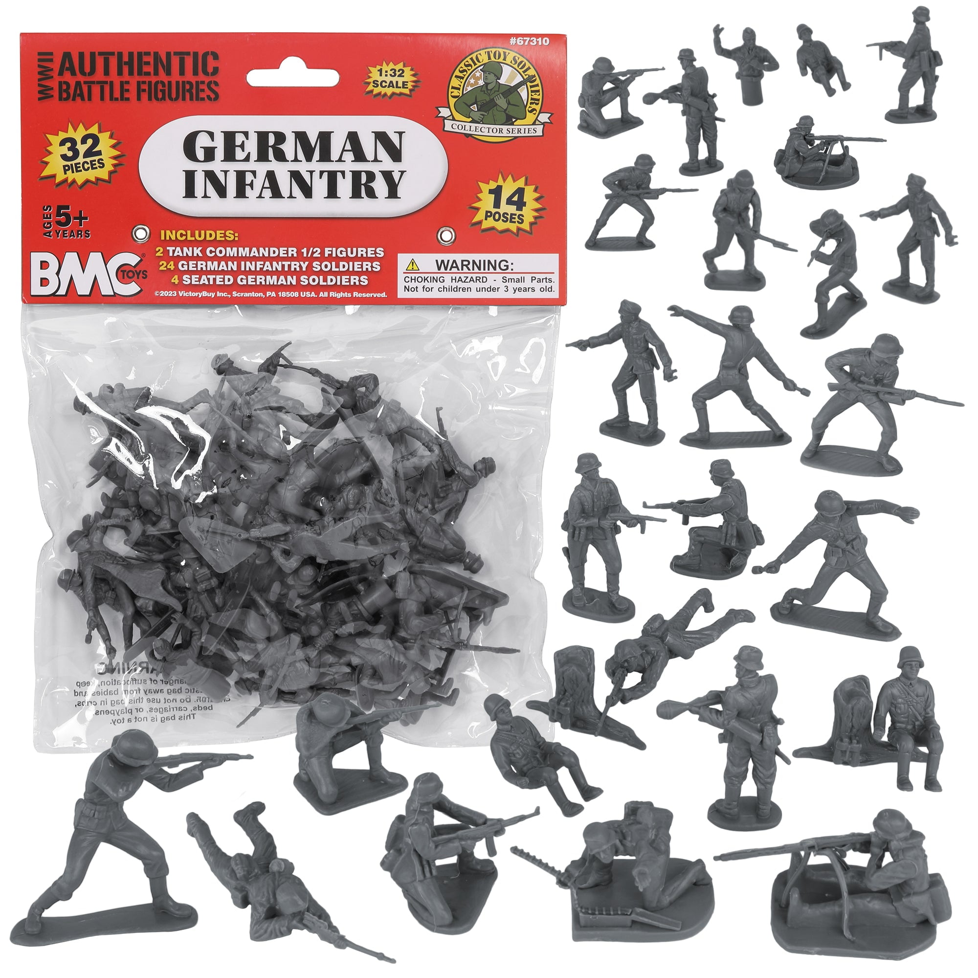 BMC Toys WW2 German Infantry Plastic Army Men, 32 pcs, Gray - Walmart.com