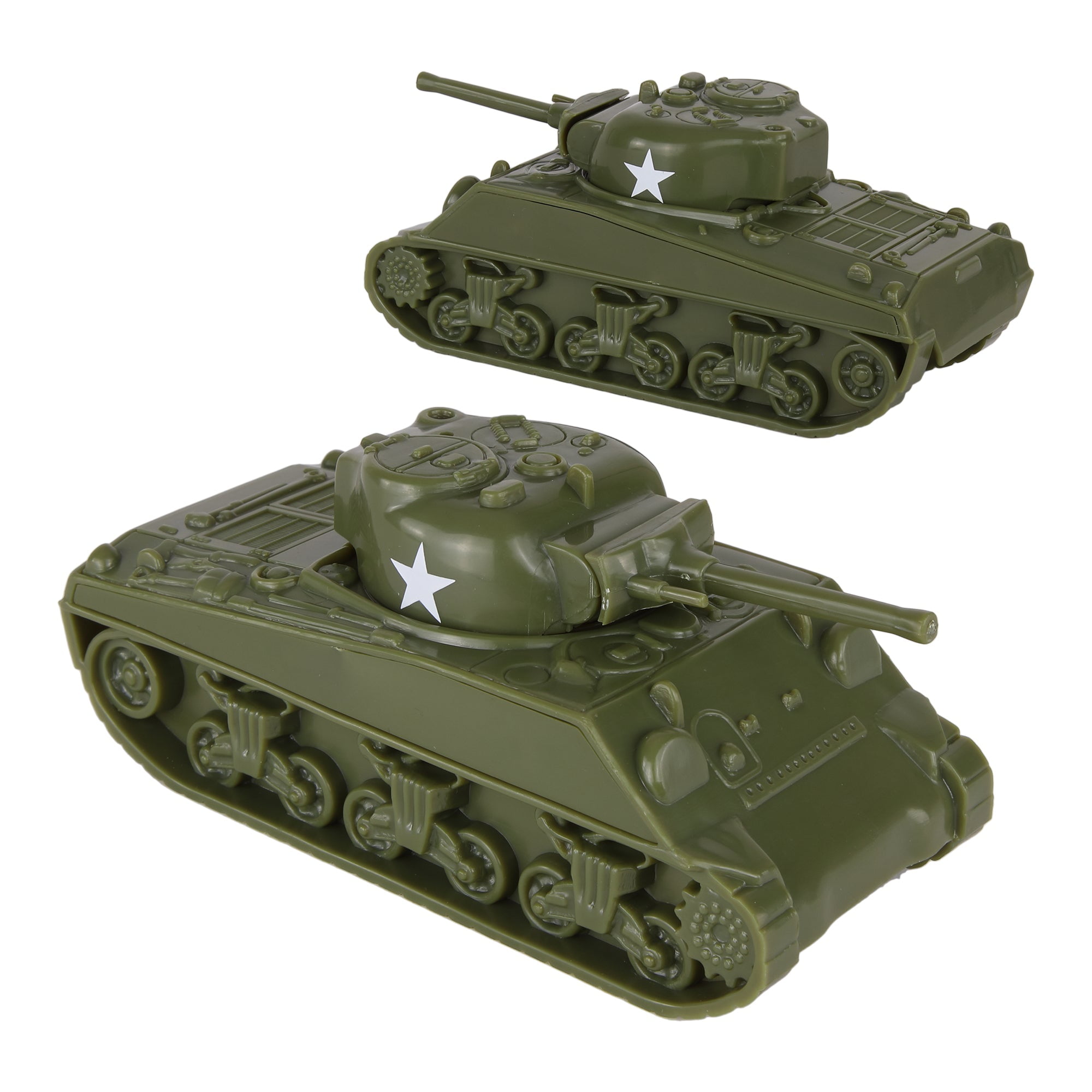 BMC CTS WW2 Sherman M4 Tanks - OD Green 2pc 1:38 Plastic Army Men ...