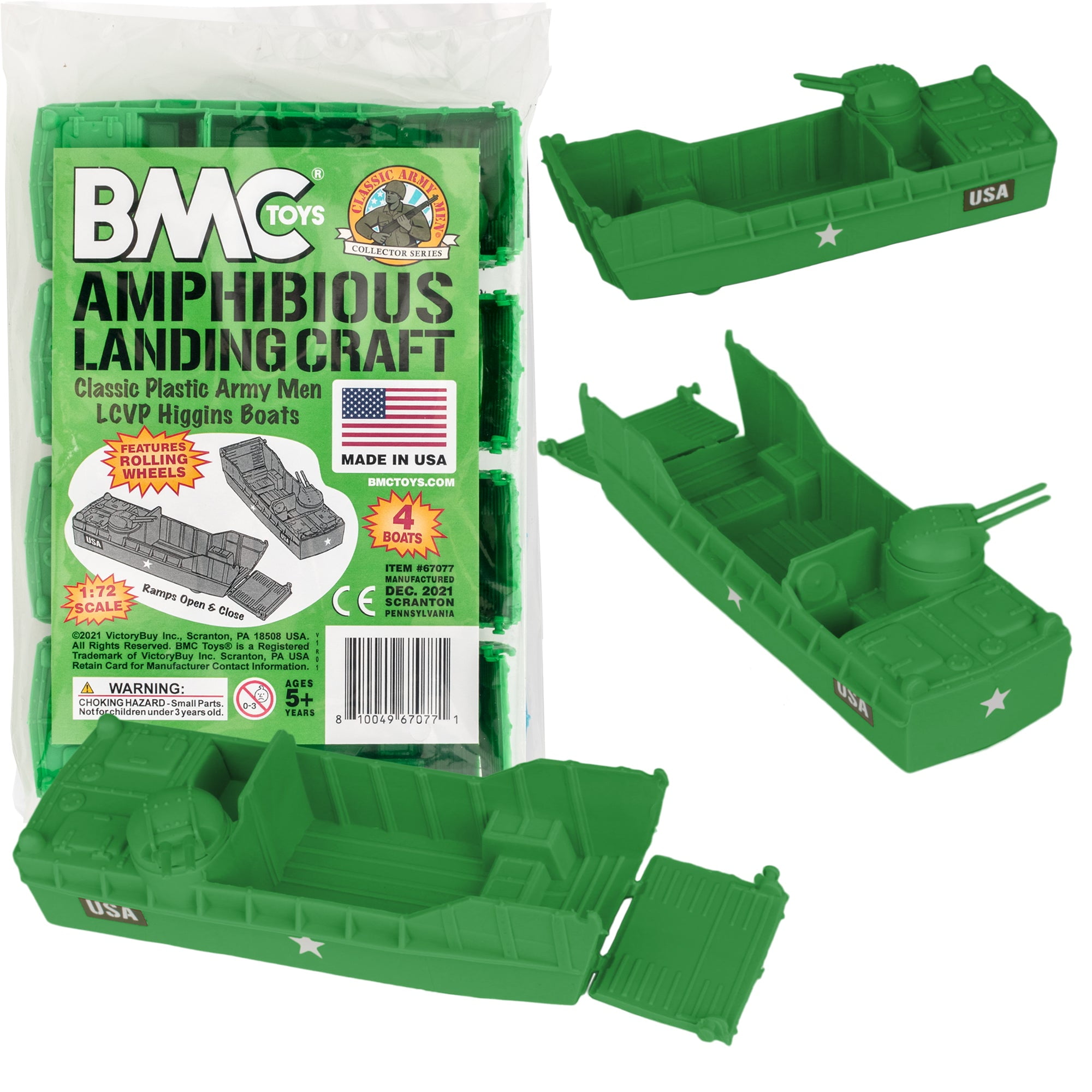 BMC Classic Marx Landing Craft - 4pc Green Plastic Army Men Boat ...