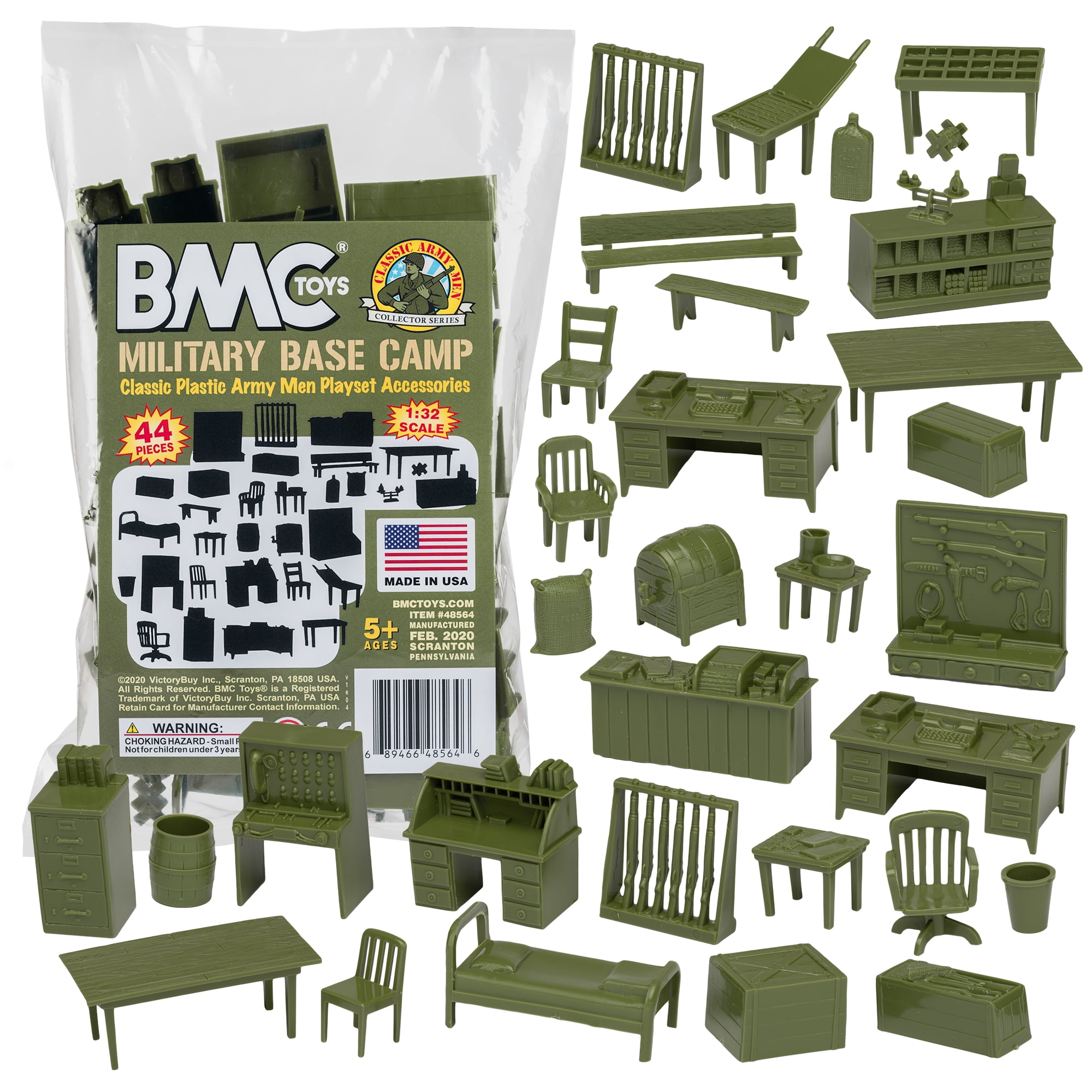 BMC Classic Marx Military Base Camp - 44pc Plastic Army Men Playset ...