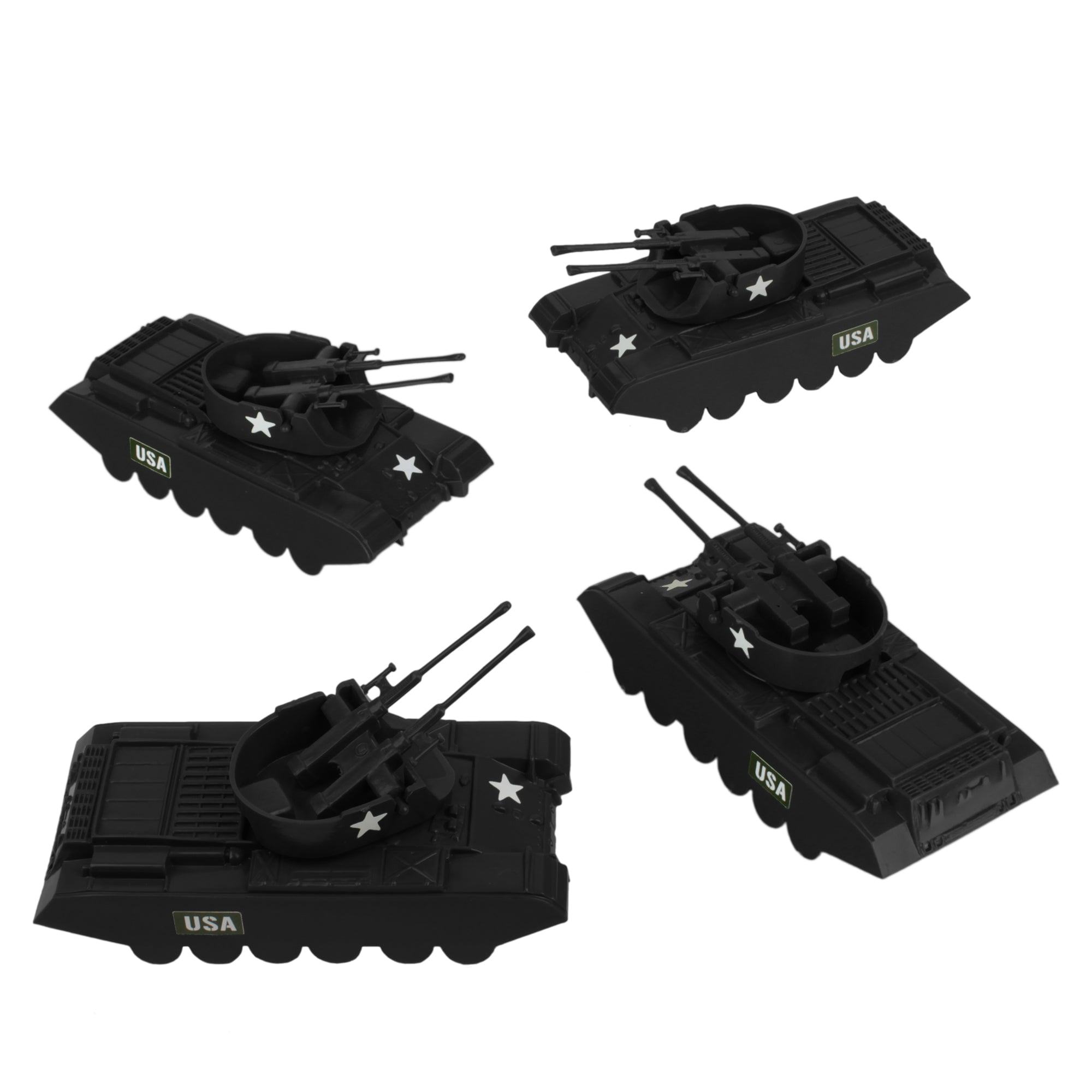 BMC Classic Payton Anti-Aircraft Tanks - 4pc Black Plastic Army Men ...