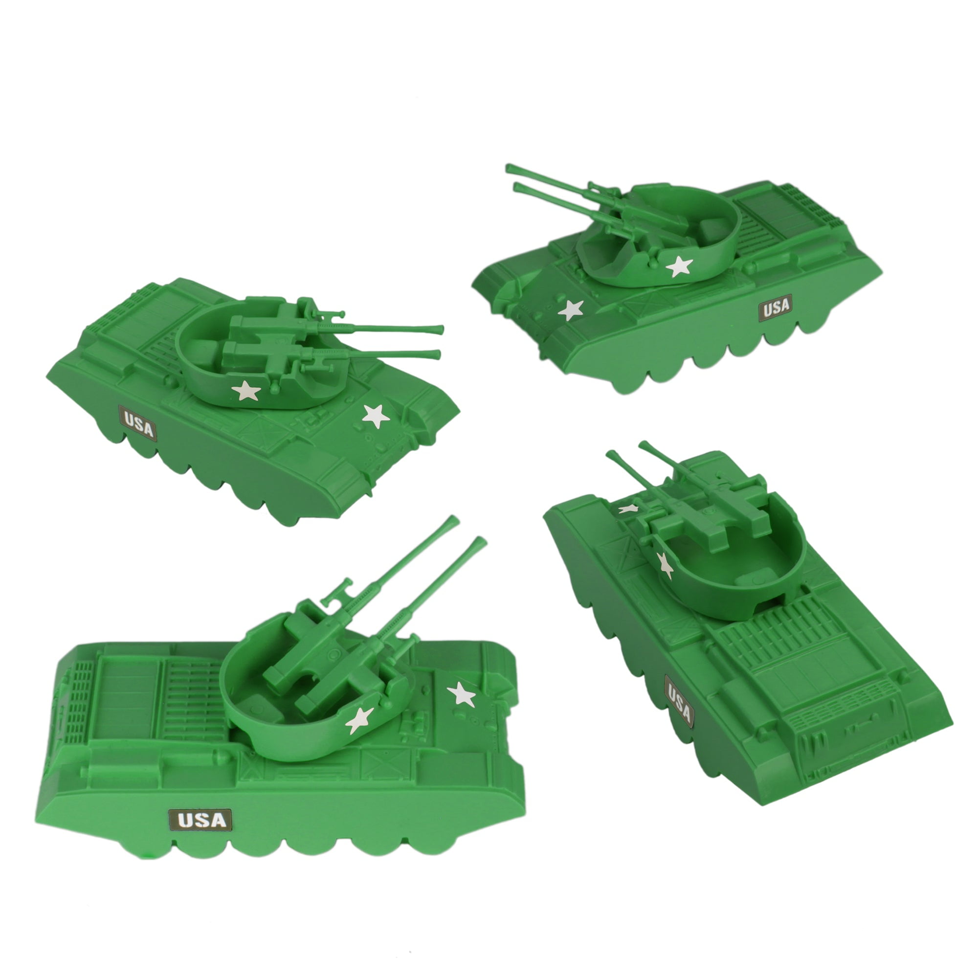 BMC Classic Payton Anti-Aircraft Tanks - 4pc Green Plastic Army Men ...