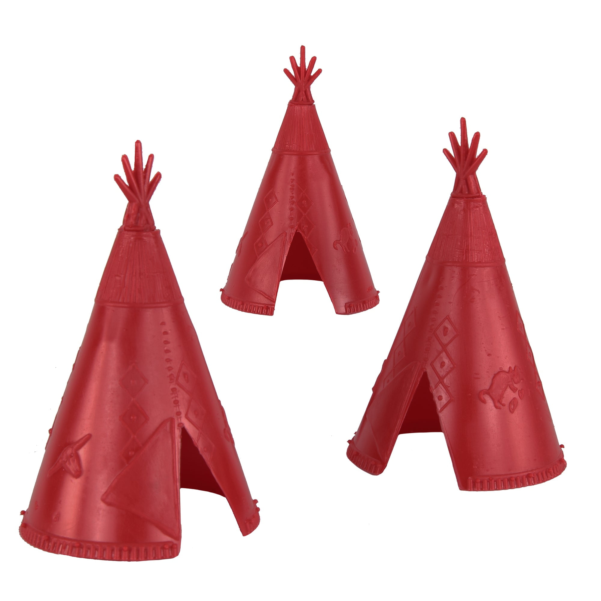 BMC Classic Plains Indian Teepees - Red 3pc Western Plastic Playset ...