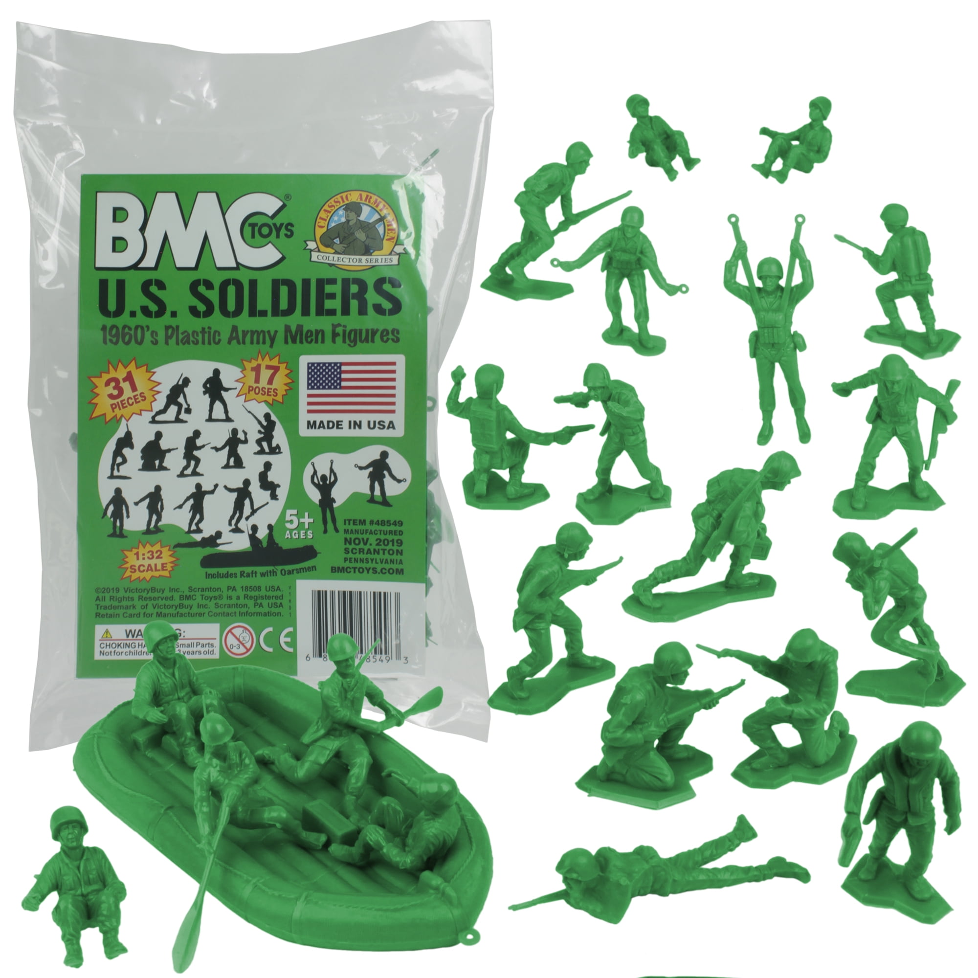 BMC Marx Plastic Army Men US Soldiers - Green 31pc WW2 Figures - Made ...