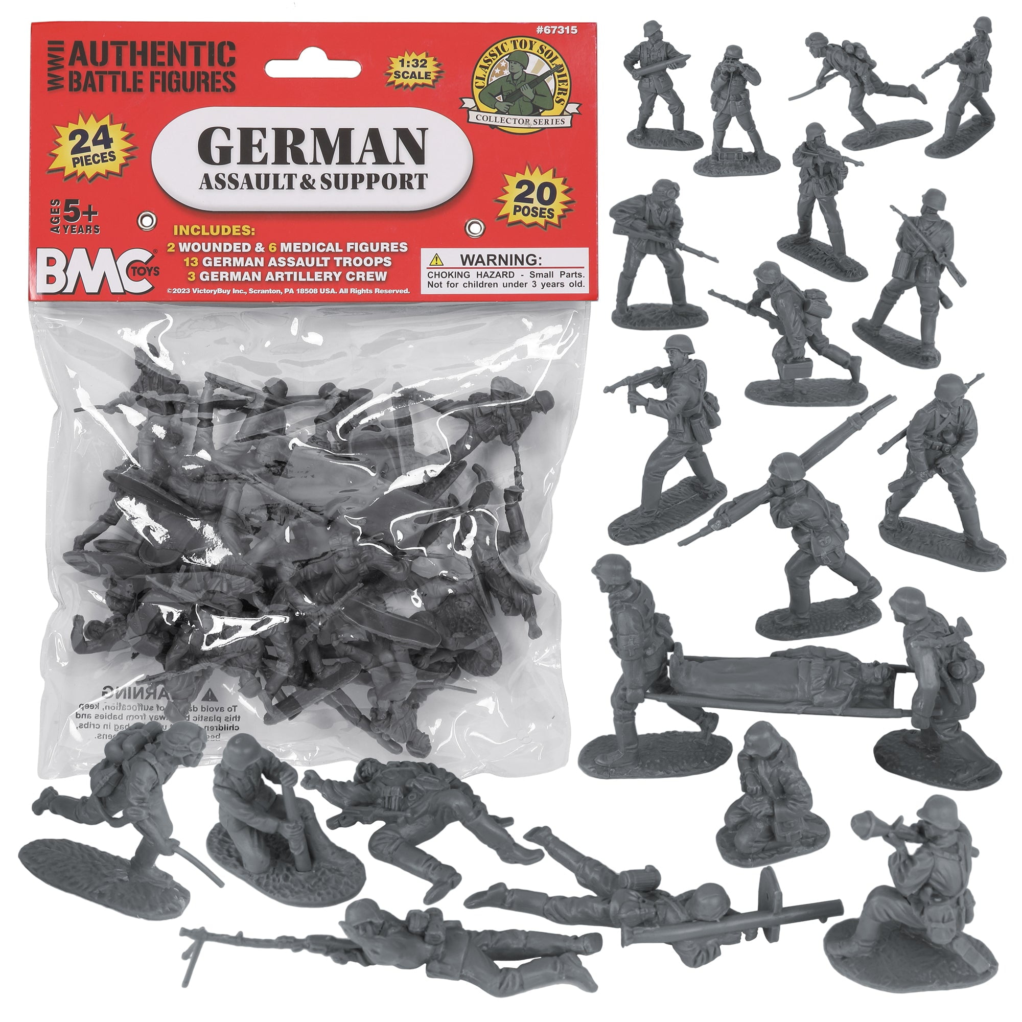 BMC CTS WW2 German Assault & Medics Plastic Army Men - 24pc Gray ...