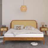 bali & pari Linette Rattan BOHO Headboard, Queen Size, Natural Brown ...