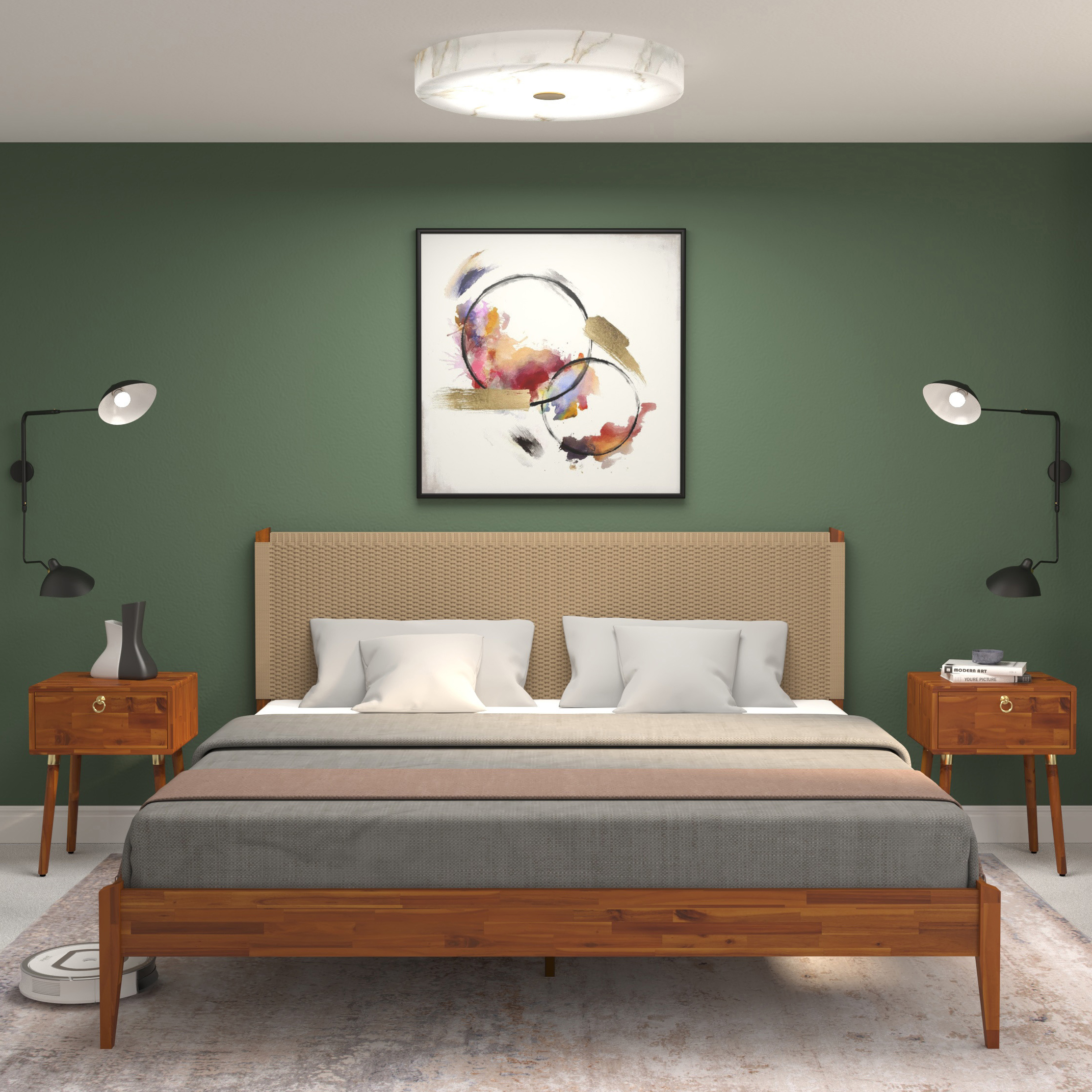 Baxton Studio Karine Mid-Century Modern Walnut Brown Finished Wood Full ...