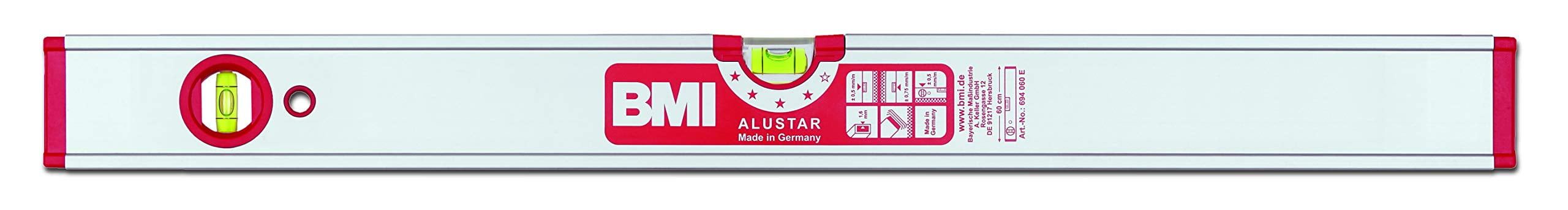BMI Aluminium Profile Spirit Level ALUSTAR with Magnet (100 cm Long ...