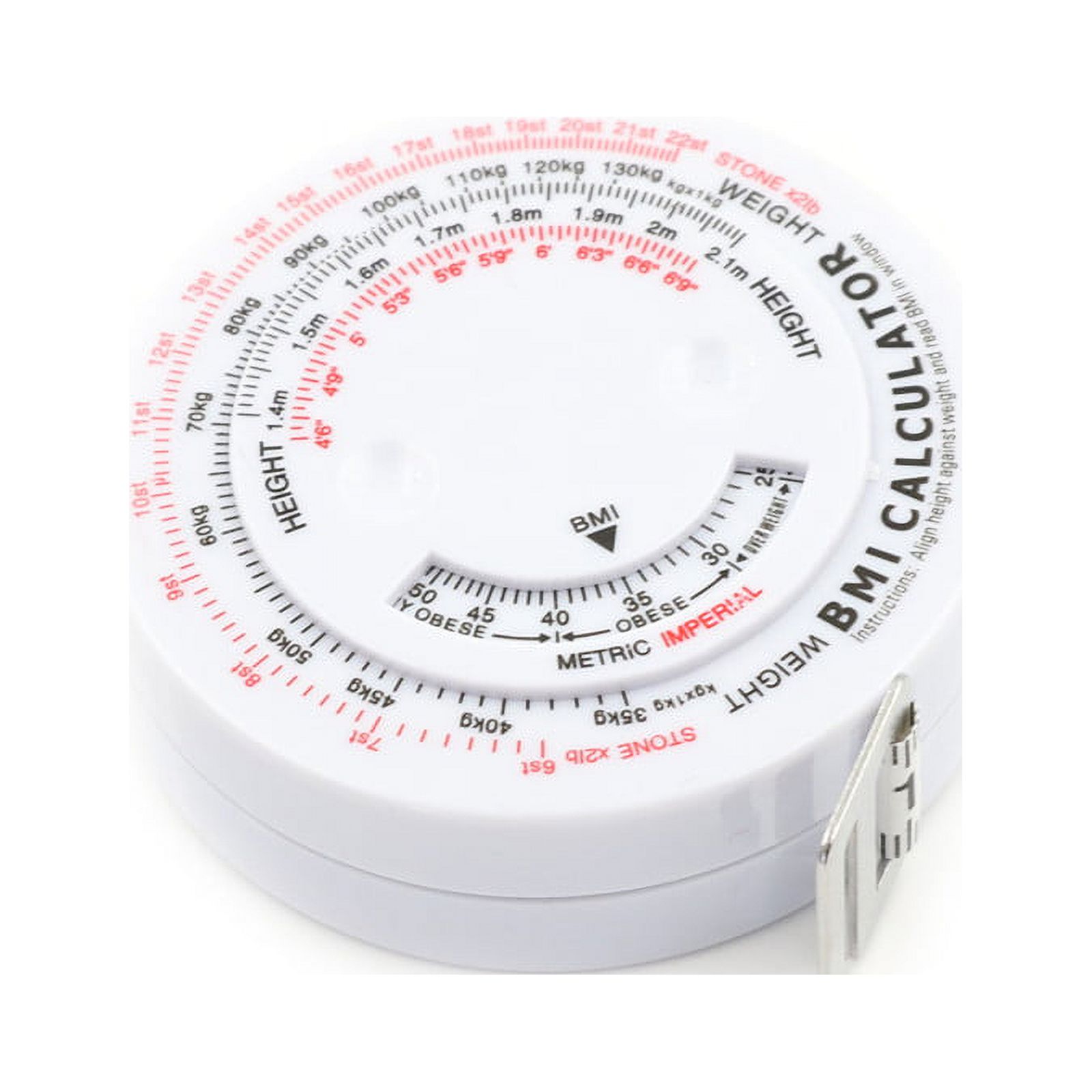 BMI Body Mass Index Retractable Tape 150cm Measure Calculator Diet ...
