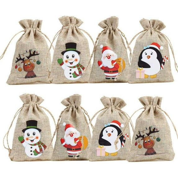 BMKB E 36Pcs Burlap Bags, 4Ã 6 Inch Christmas Linen Goody Gift Bags ...