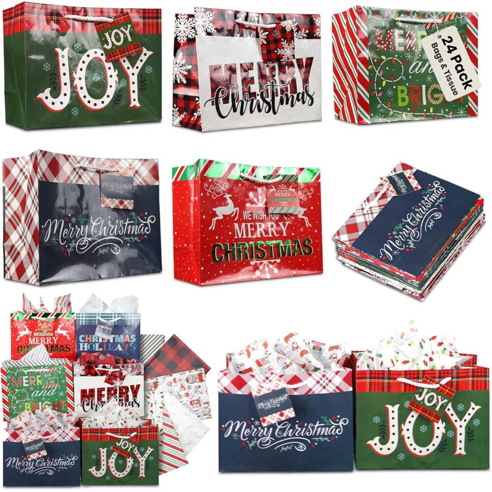 BMKB kal 24-Pack Medium Christmas Gift Tissue Paper Fun Bright Designs ...