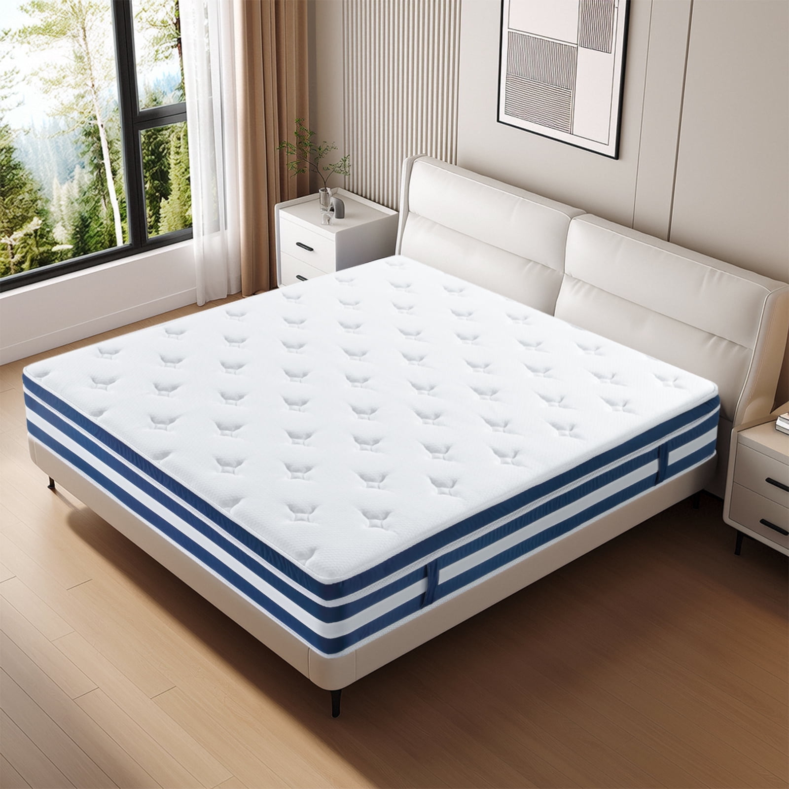 BMMB 10 In Pocket Spring Wrapped Coils Memory Gel Foam Mattress Medium ...