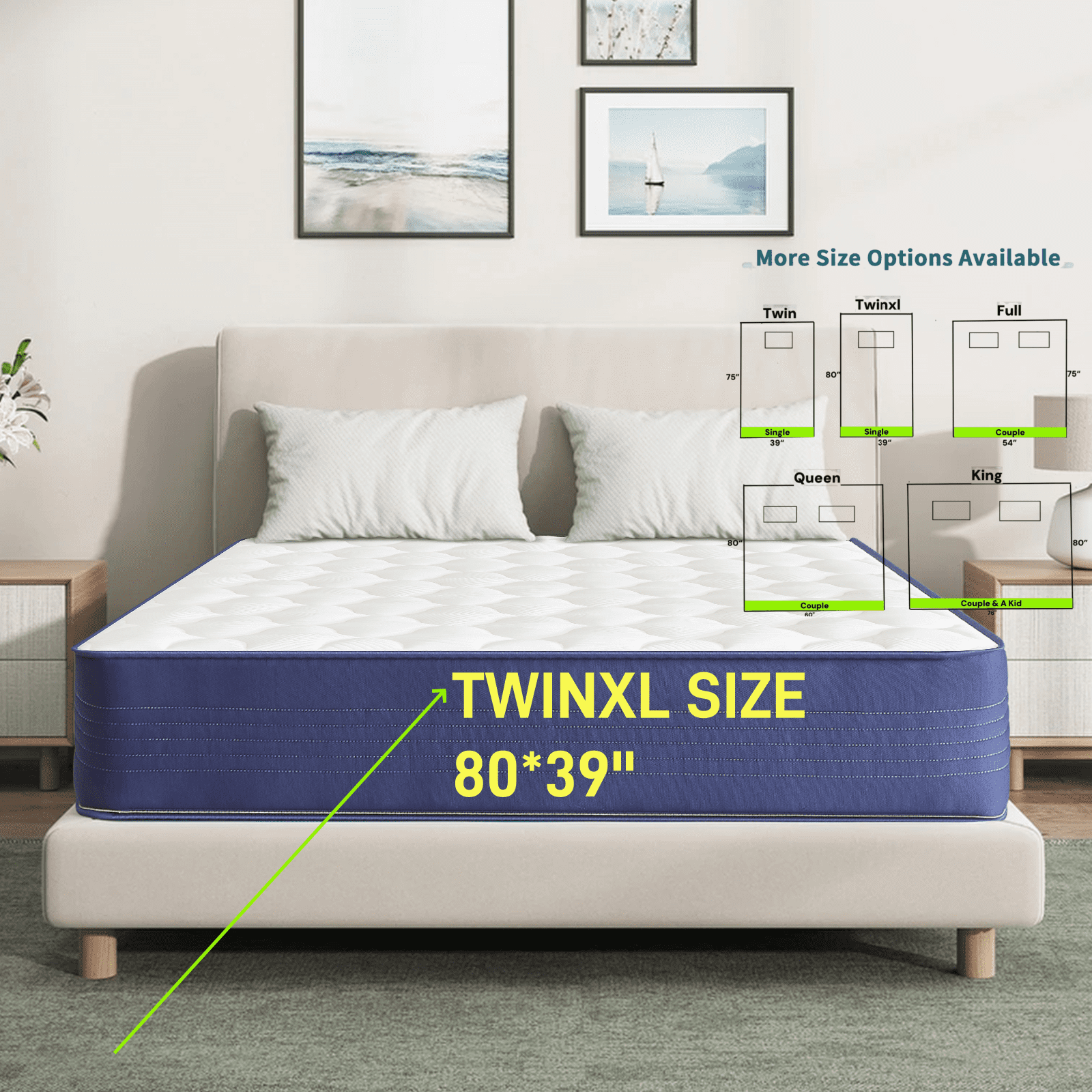 BMMB 10" Twinxl Individual Coils Spring King High Density Gel Memory ...